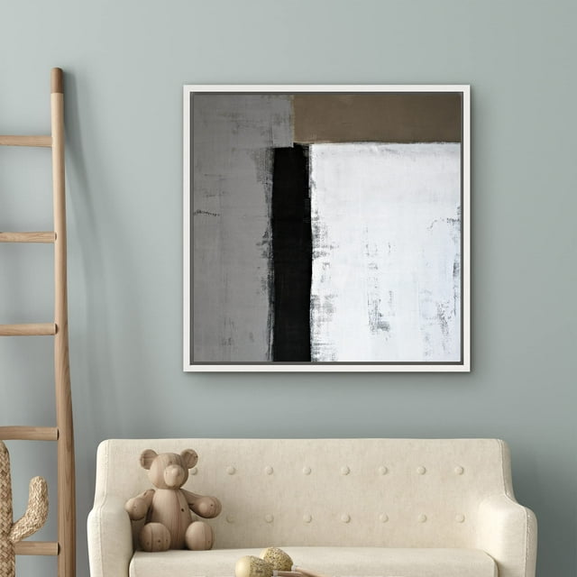 IDEA4WALL Framed Canvas Wall Art Textured Black, Gray & White Color ...