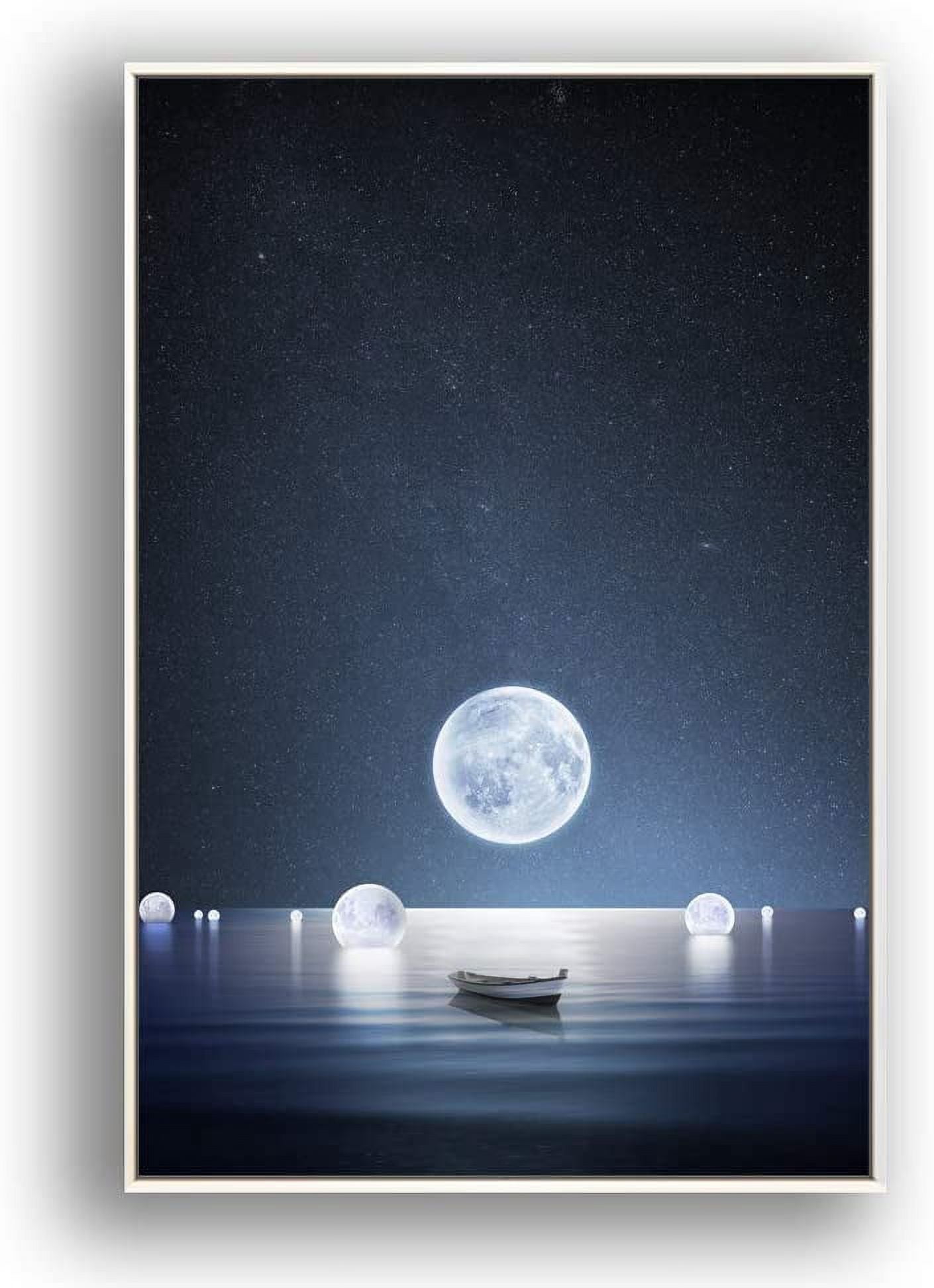 IDEA4WALL Framed Canvas Wall Art for Living Room, Bedroom Moon with ...