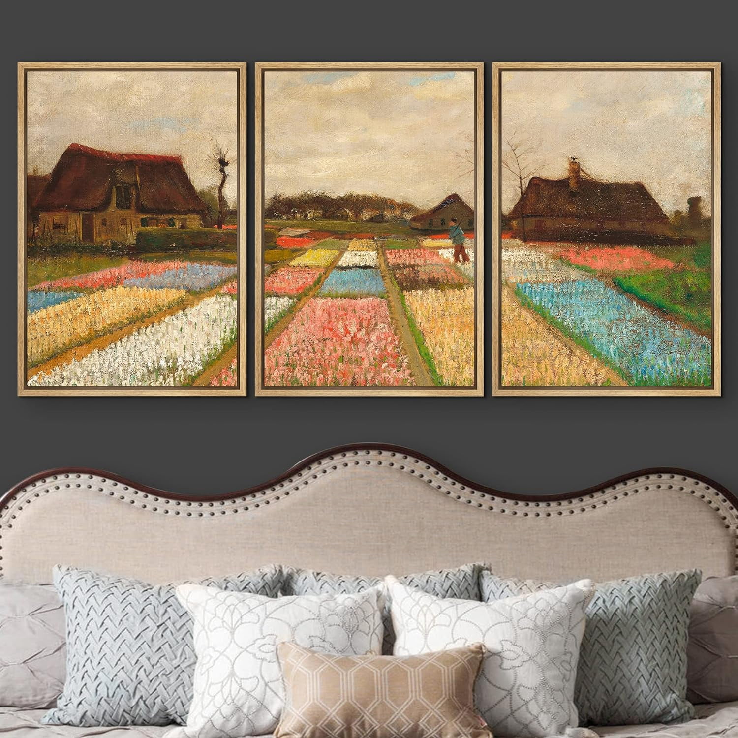 IDEA4WALL Framed Wall Art Canvas Print Set Bulb Fields by Vincent Van ...