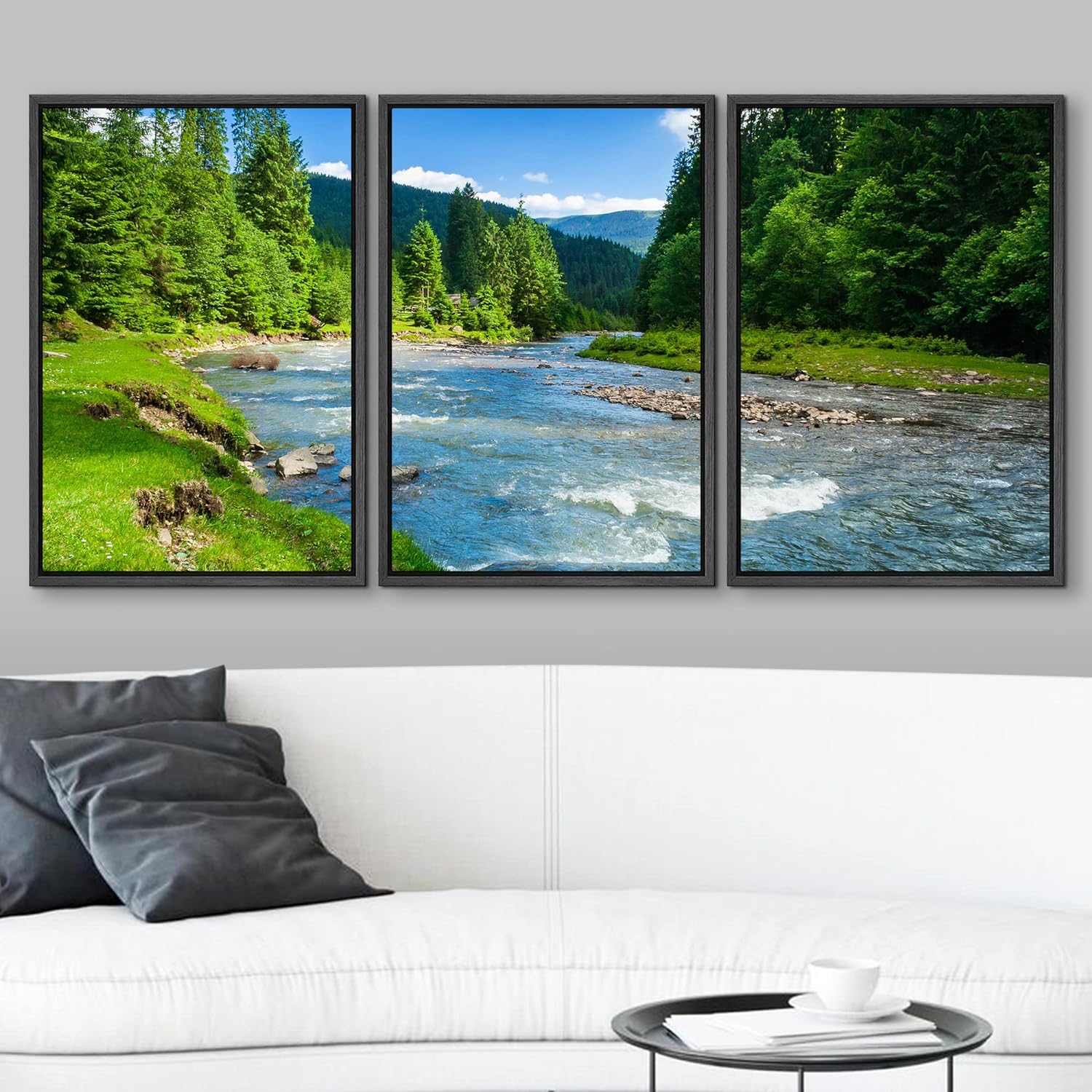 IDEA4WALL Framed Wall Art Print Set Natural Forset Landscape with ...