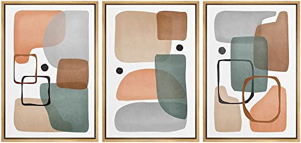 IDEA4WALL Framed Wall Art Print Set Retro 1960s Pastel Polygon Collage ...