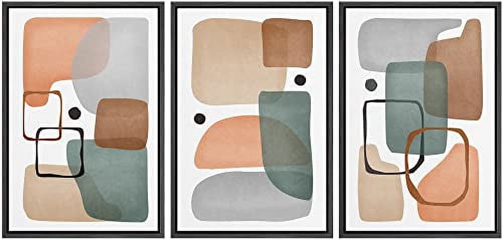 IDEA4WALL Framed Wall Art Print Set Retro 1960s Pastel Polygon Collage ...