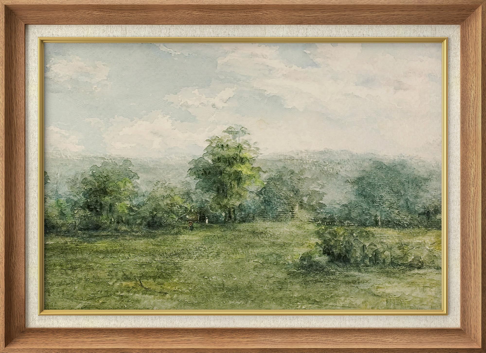 IDEA4WALL Premium Frame Wall Art Pastel Green Tree Forest Landscape ...