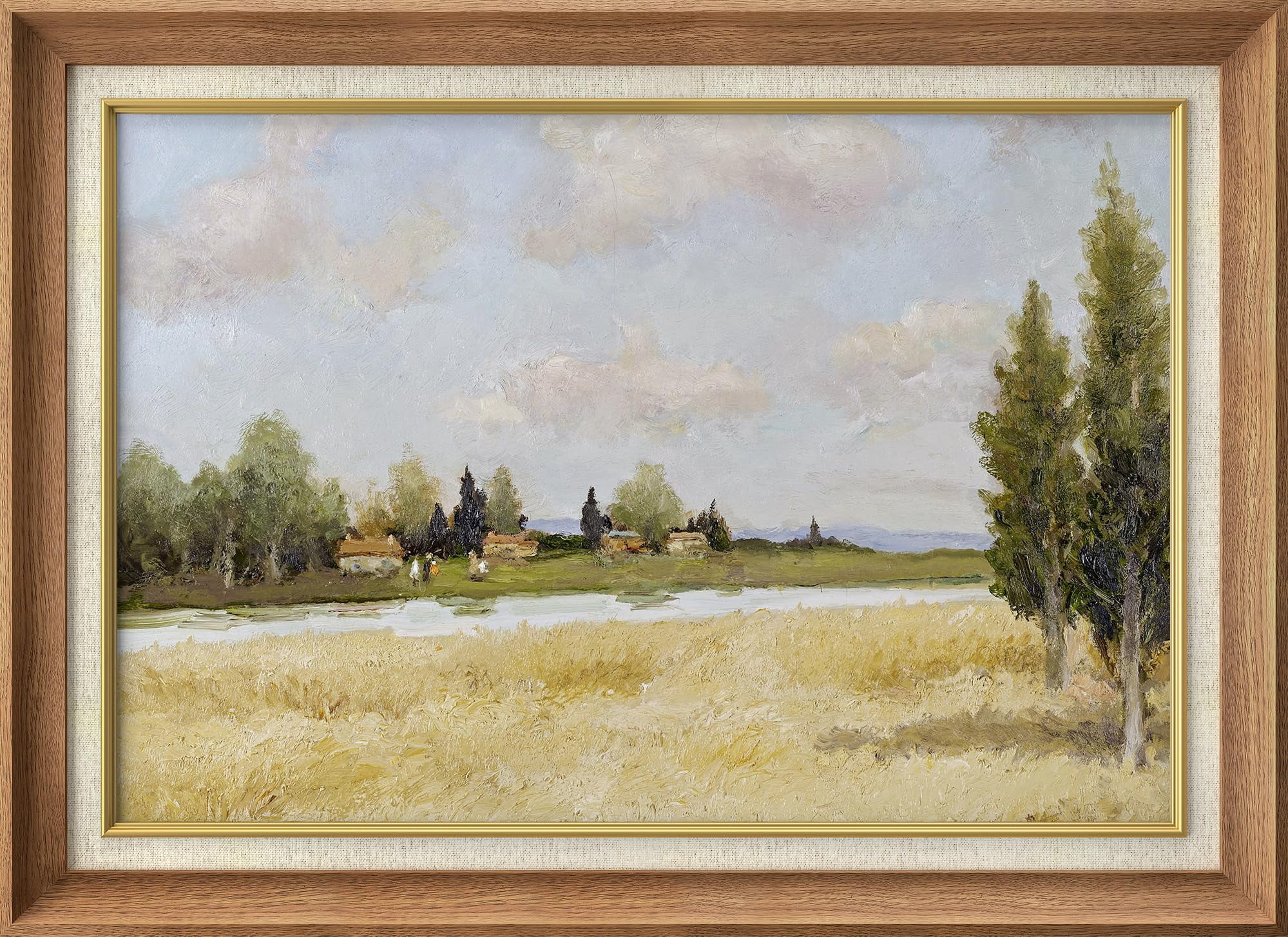 IDEA4WALL Premium Frame Wall Art Retro Countryside Farm Forest Field ...