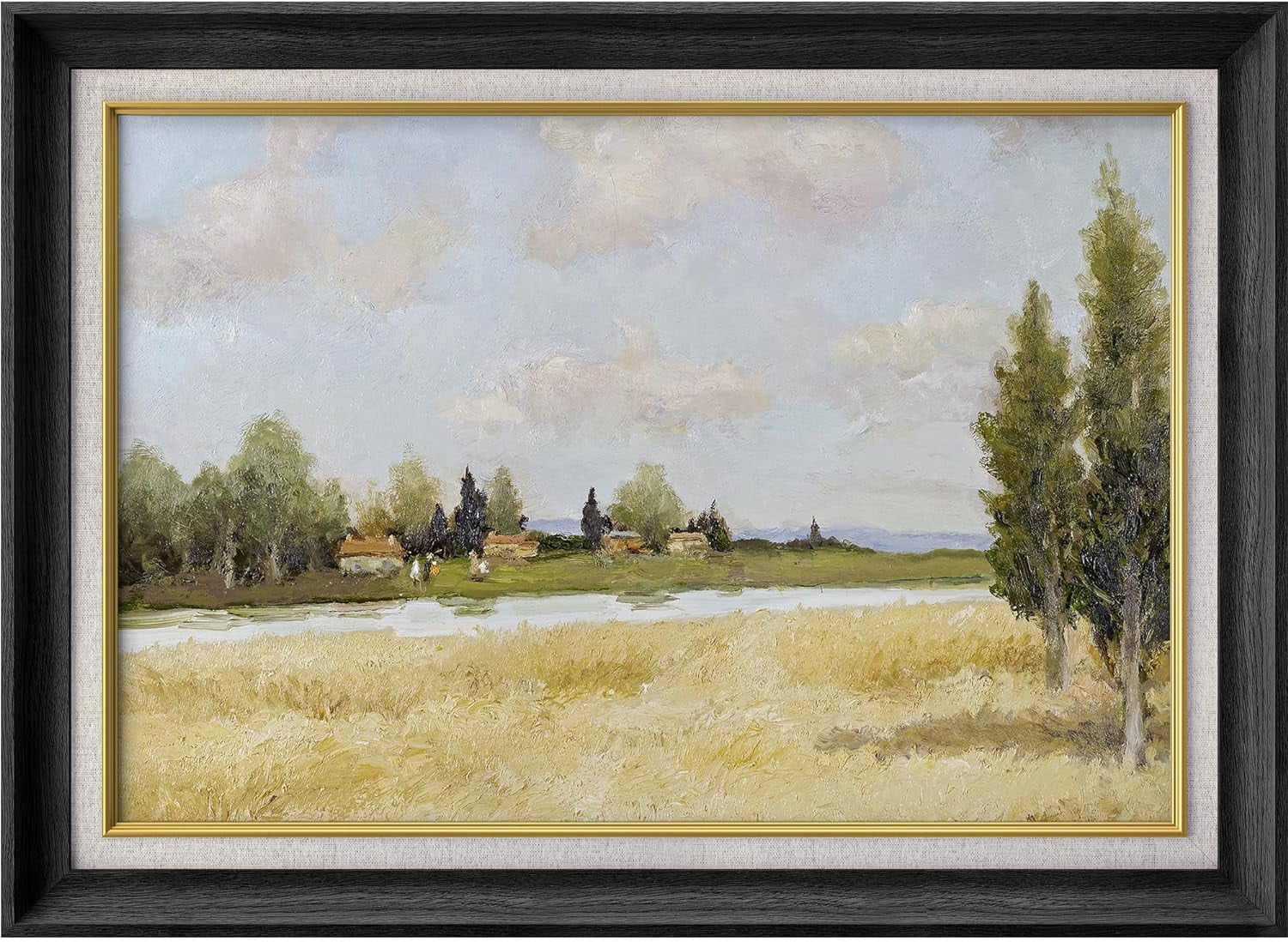 IDEA4WALL Premium Frame Wall Art Retro Countryside Farm Forest Field ...