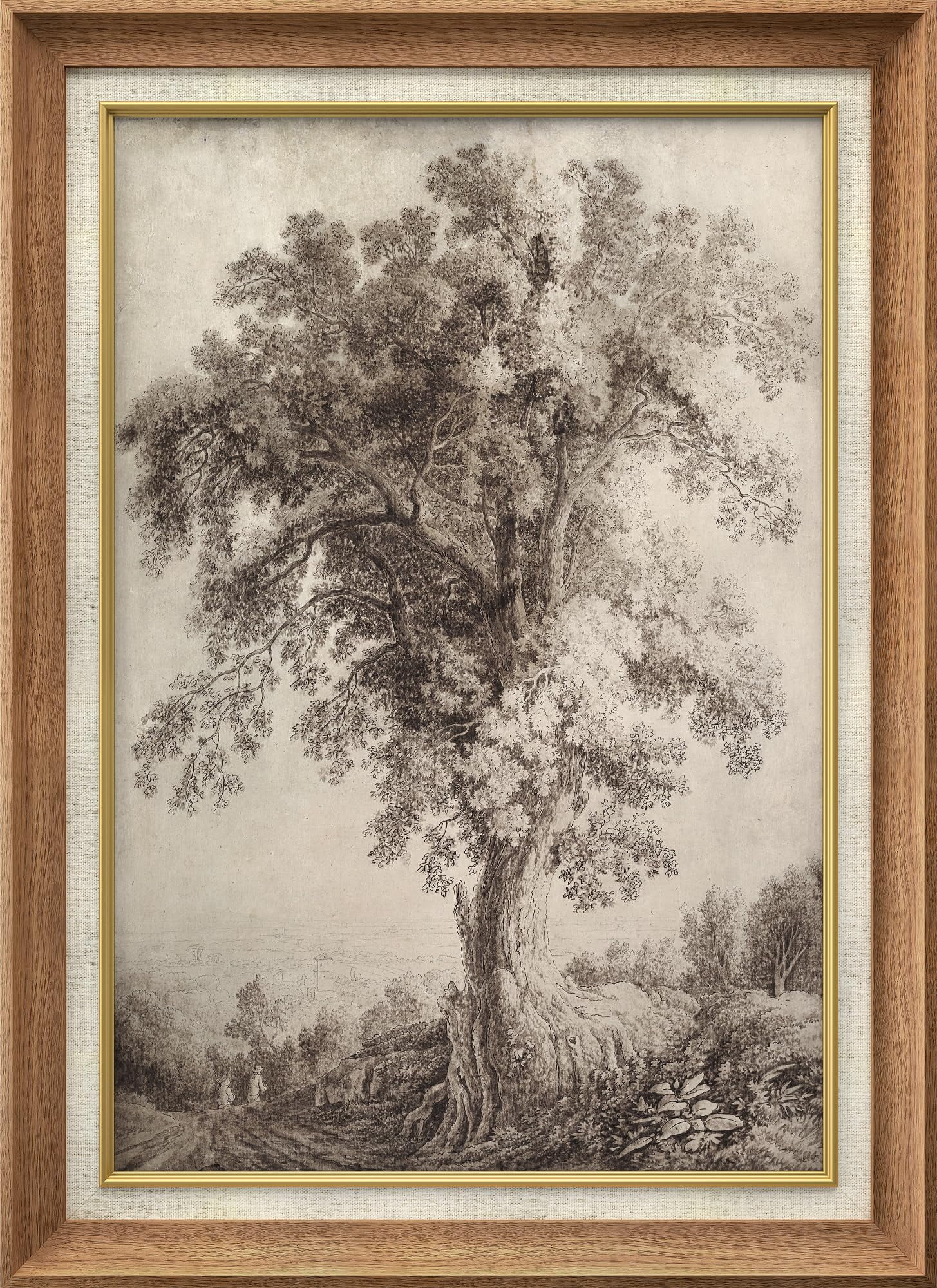 IDEA4WALL Premium Frame Wall Art Rustic Tree Countryside Scenery Print ...