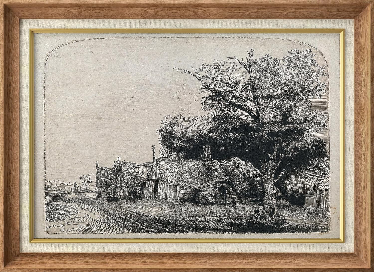 IDEA4WALL Premium Frame Wall Art Sketch Waterfowl Drawing Ducks Resting ...