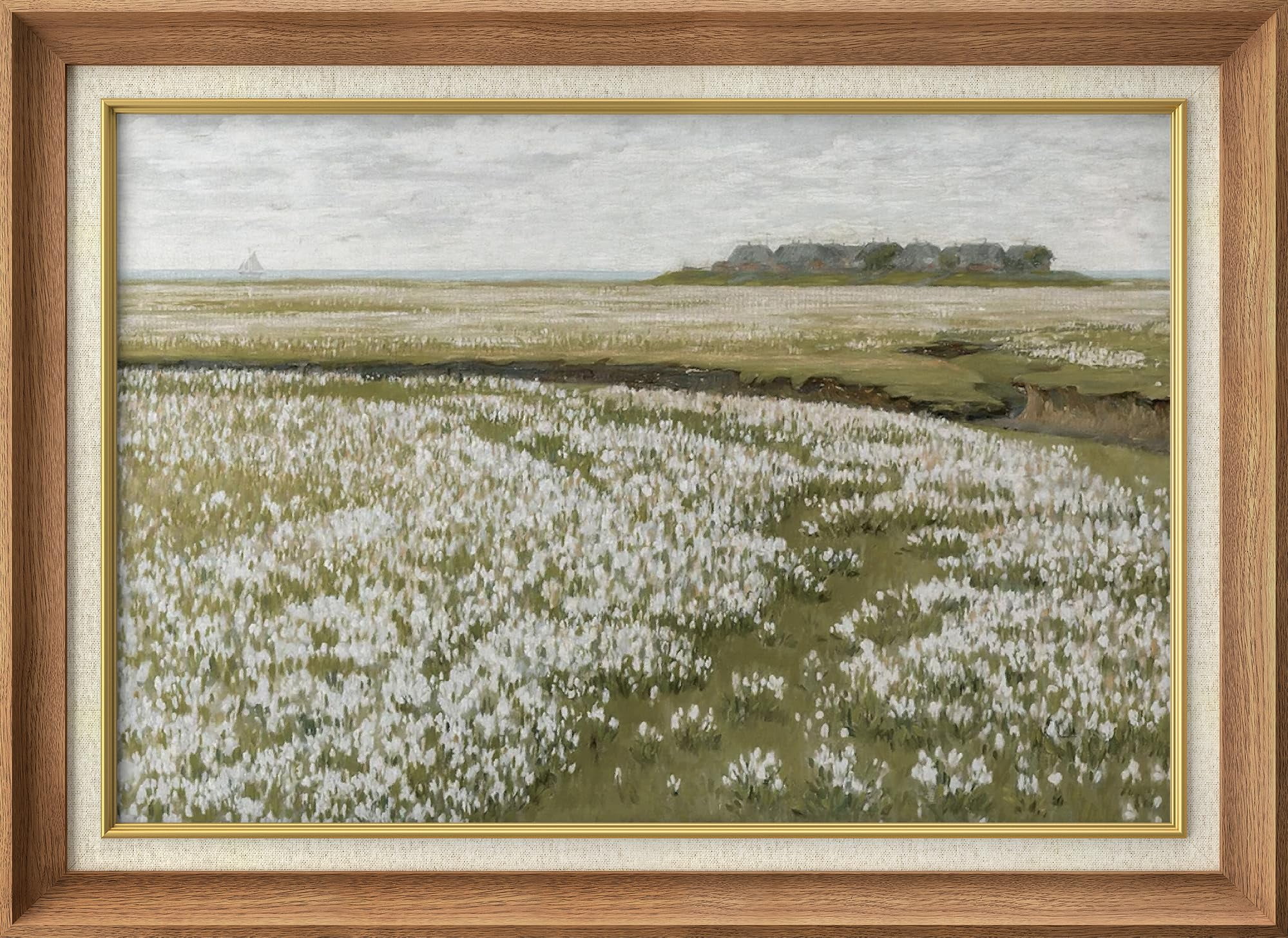 IDEA4WALL Premium Frame Wall Art Vintage Retro Countryside Flower Field ...