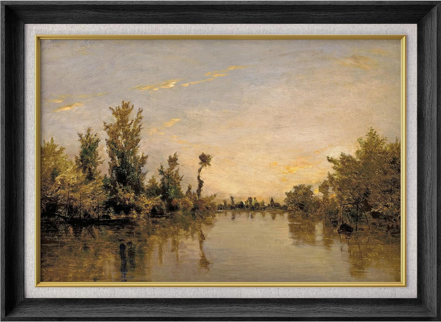 IDEA4WALL Premium Frame Wall Art Vintage Sunset Horizon Forest Lake ...