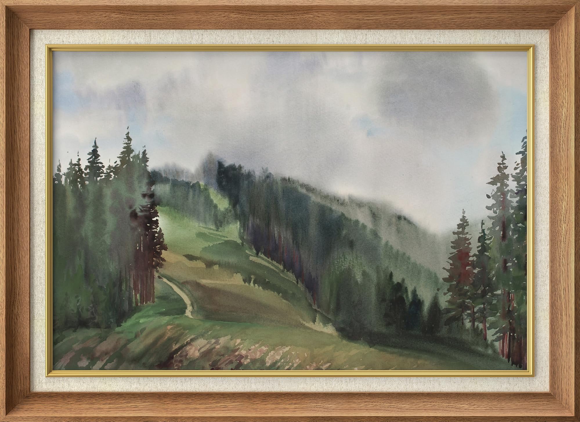 IDEA4WALL Premium Frame Wall Art Woodland Nursery Decor Watercolor Pine ...
