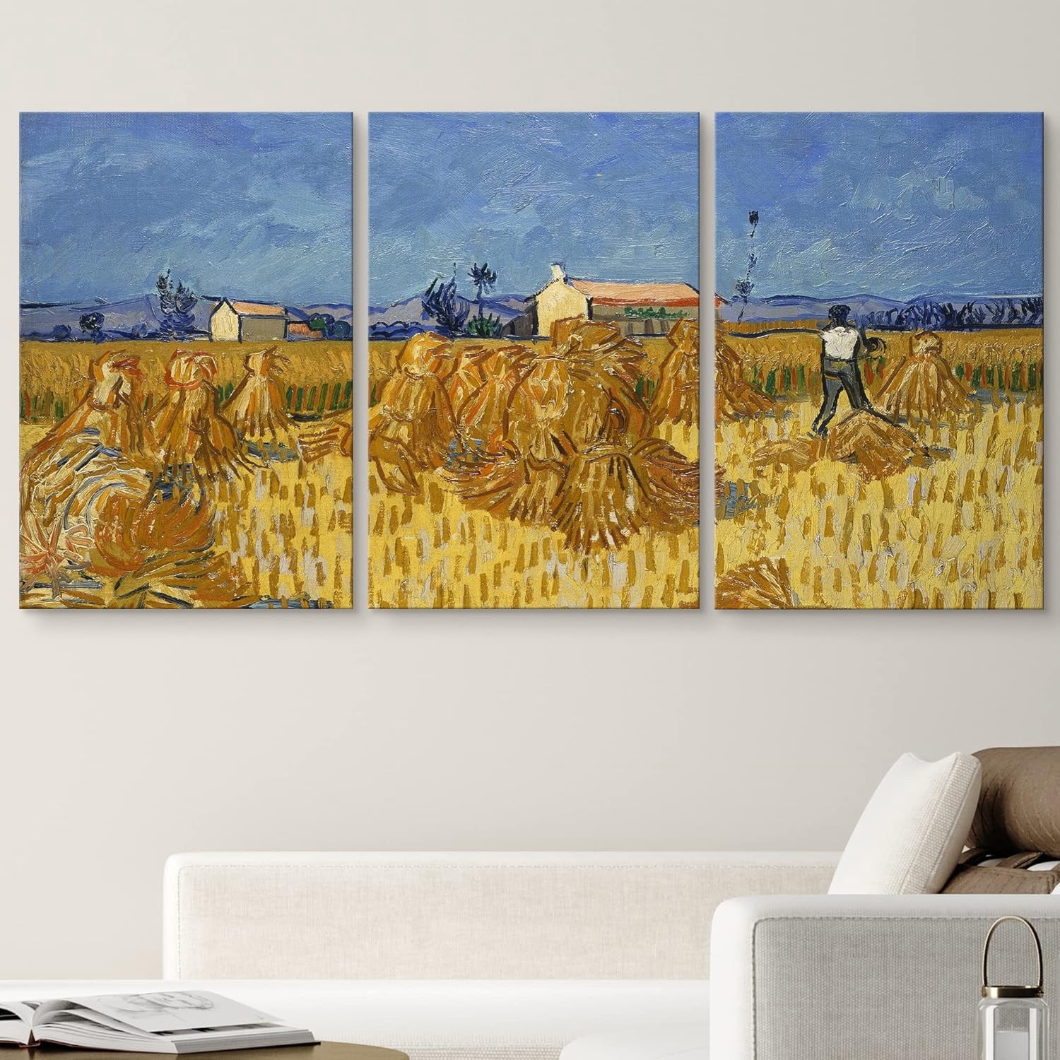 IDEA4WALL Wall Art Set Canvas Print Autumn Corn Harvest in Provence ...