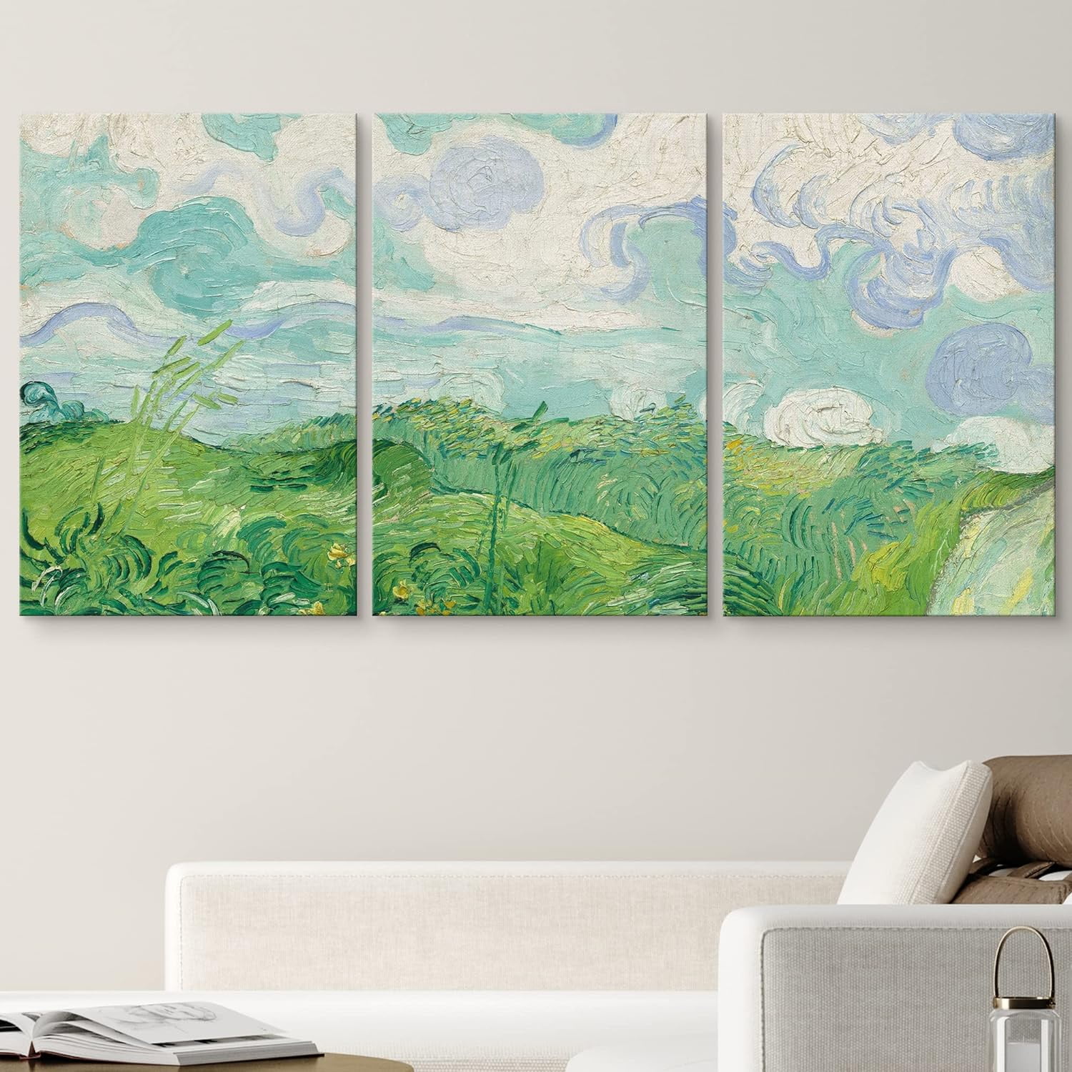 IDEA4WALL Wall Art Set Canvas Print Green Wheat Fields Vincent Van Gogh ...