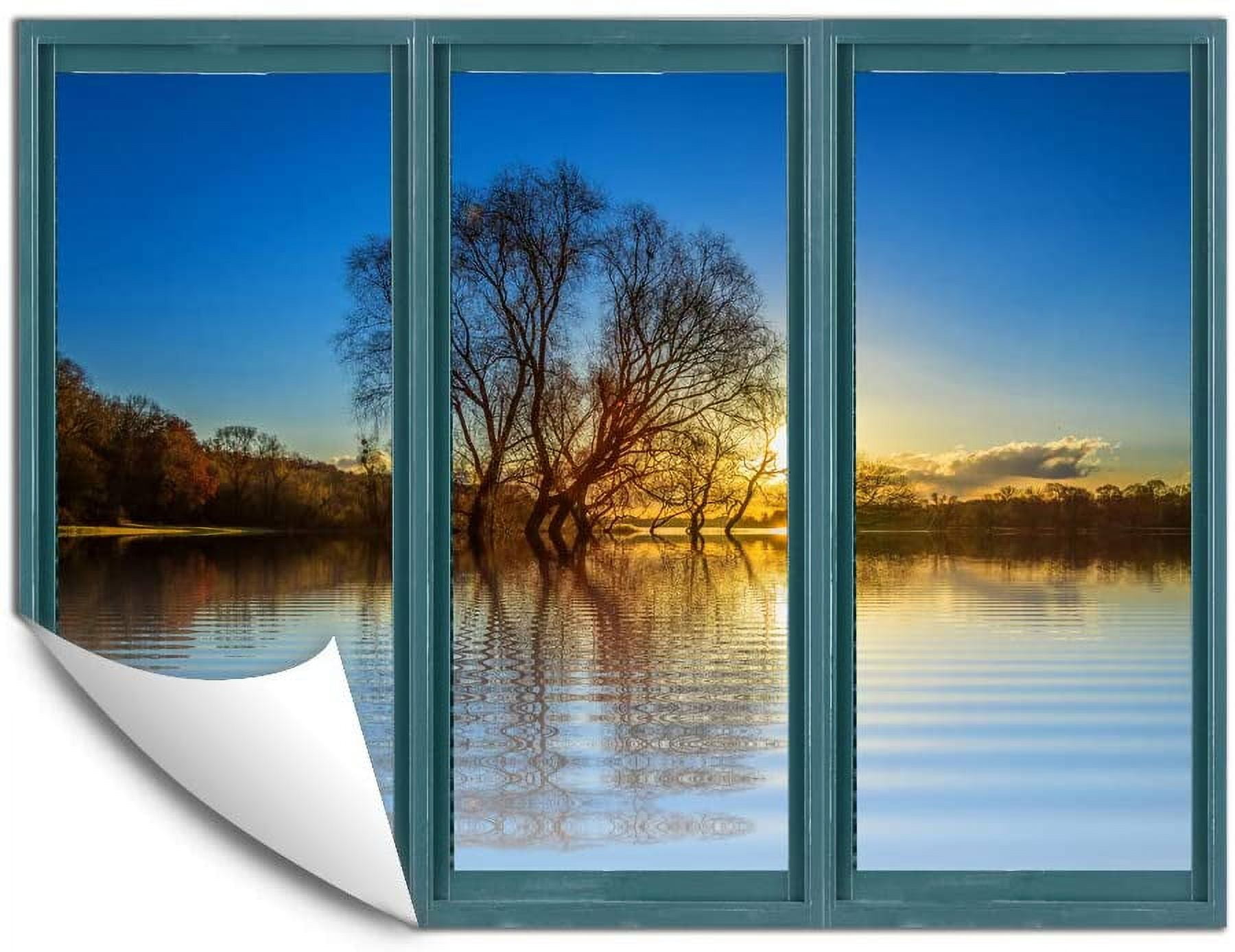 IDEA4WALL Wall Murals for Bedroom Fake Window Beach Blue Window ...