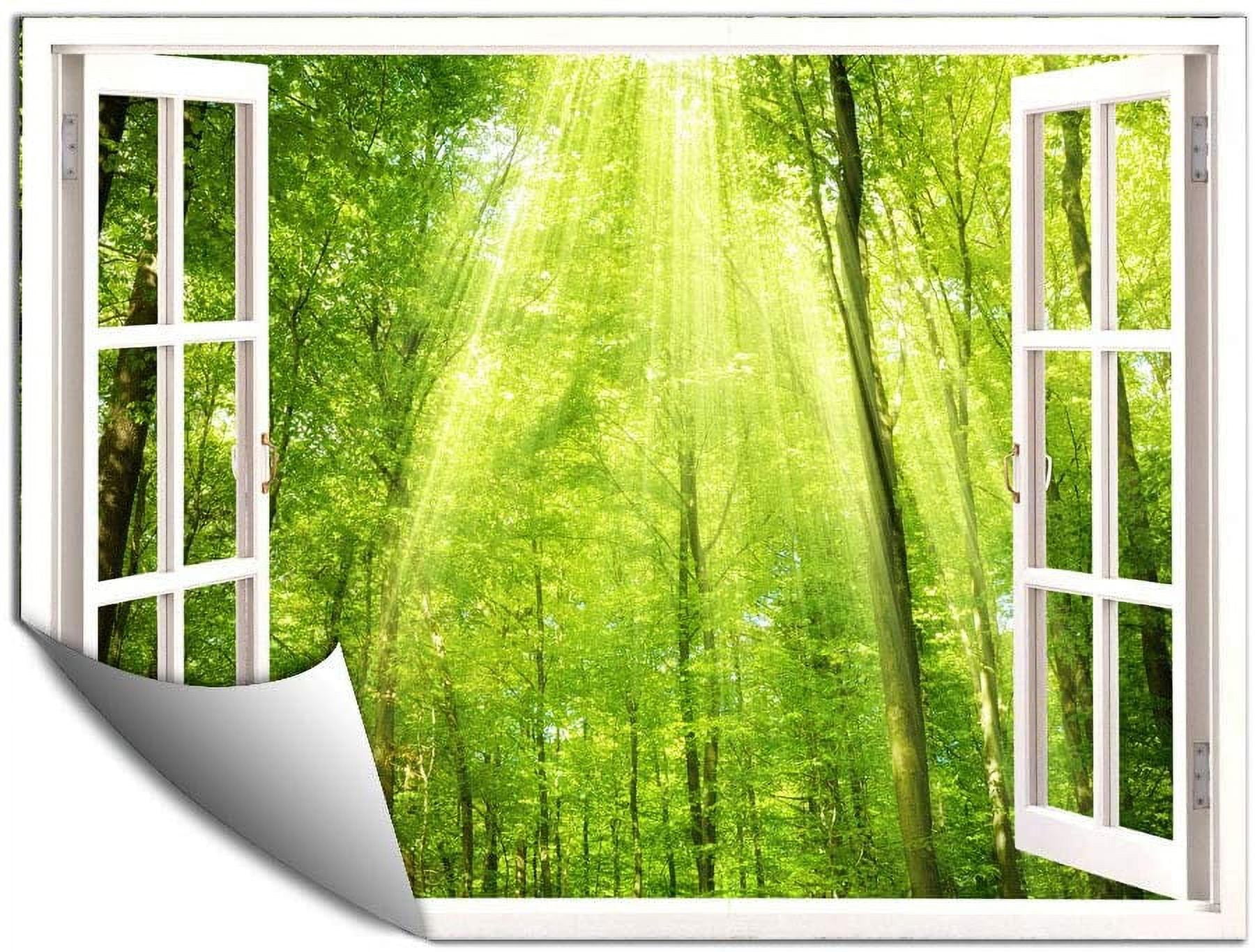 IDEA4WALL Wall Murals for Bedroom Fake Window View Forest Removable ...
