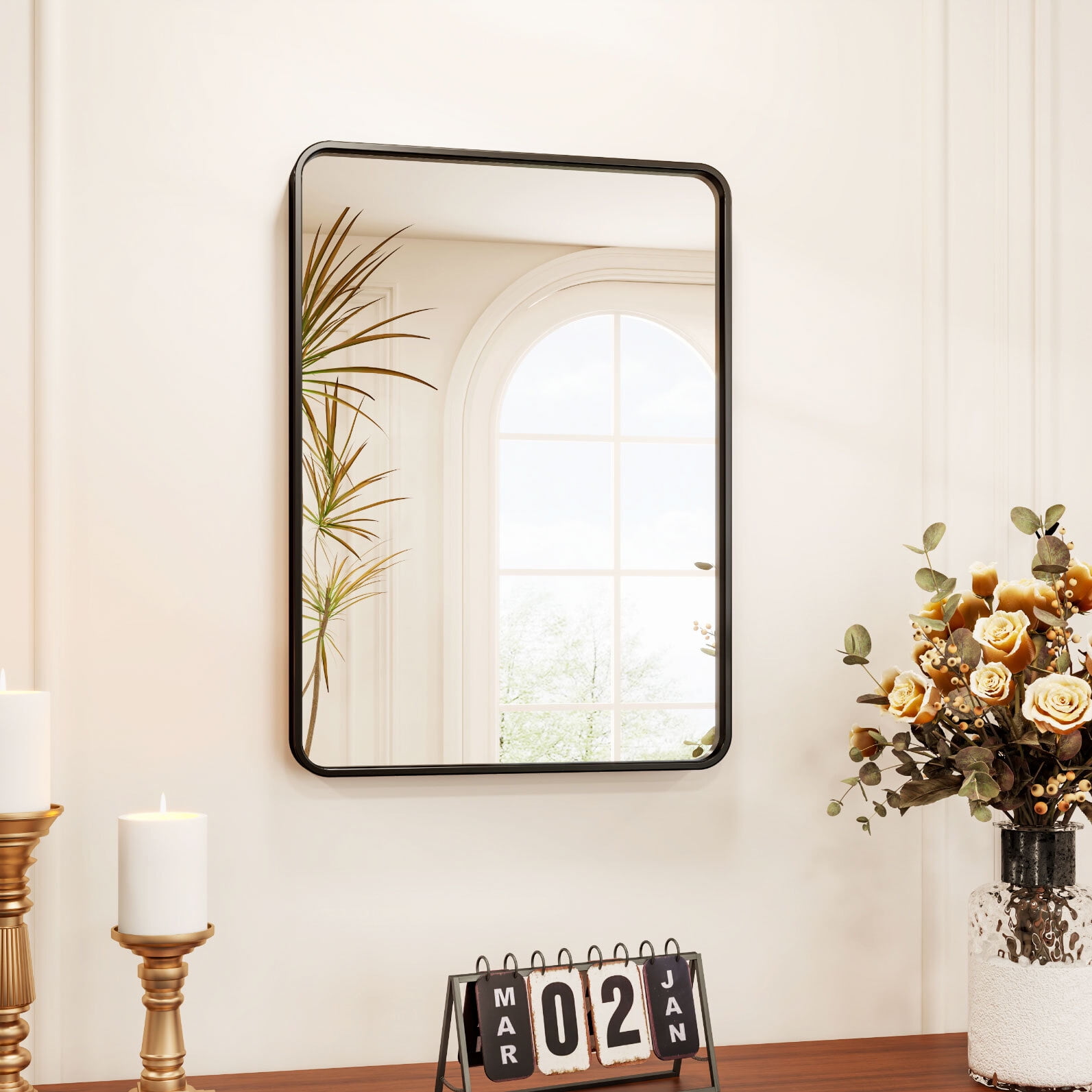 IDEALHOUSE 20x28 Inch Black Framed Bathroom Mirror, Wall Mounted ...