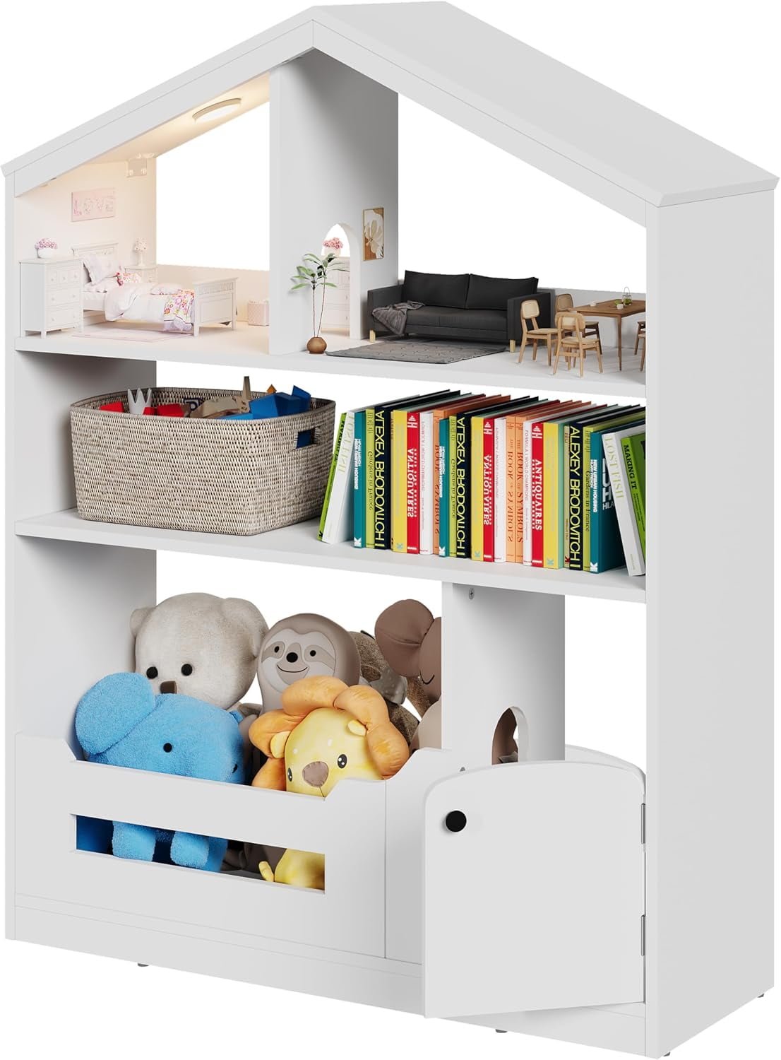 IDEALHOUSE 3-Tier Kids Bookshelf, Toy Storage Organizer with Motion ...