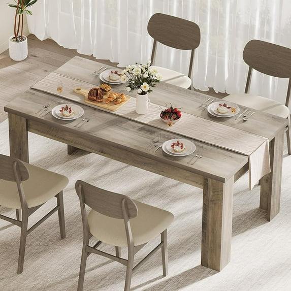 IDEALHOUSE 30 fake thick Gray Dining Table, Farmhouse Rectangular Table ...