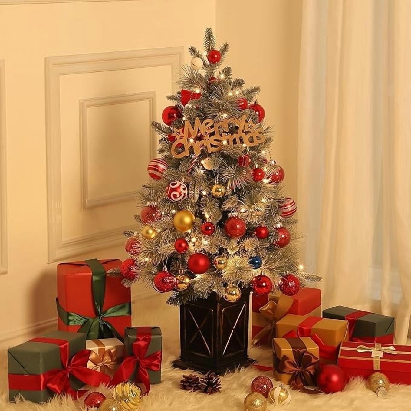 IDEALHOUSE 3FT Green Artificial Snow Flocked Pine Christmas Tree, 8 ...