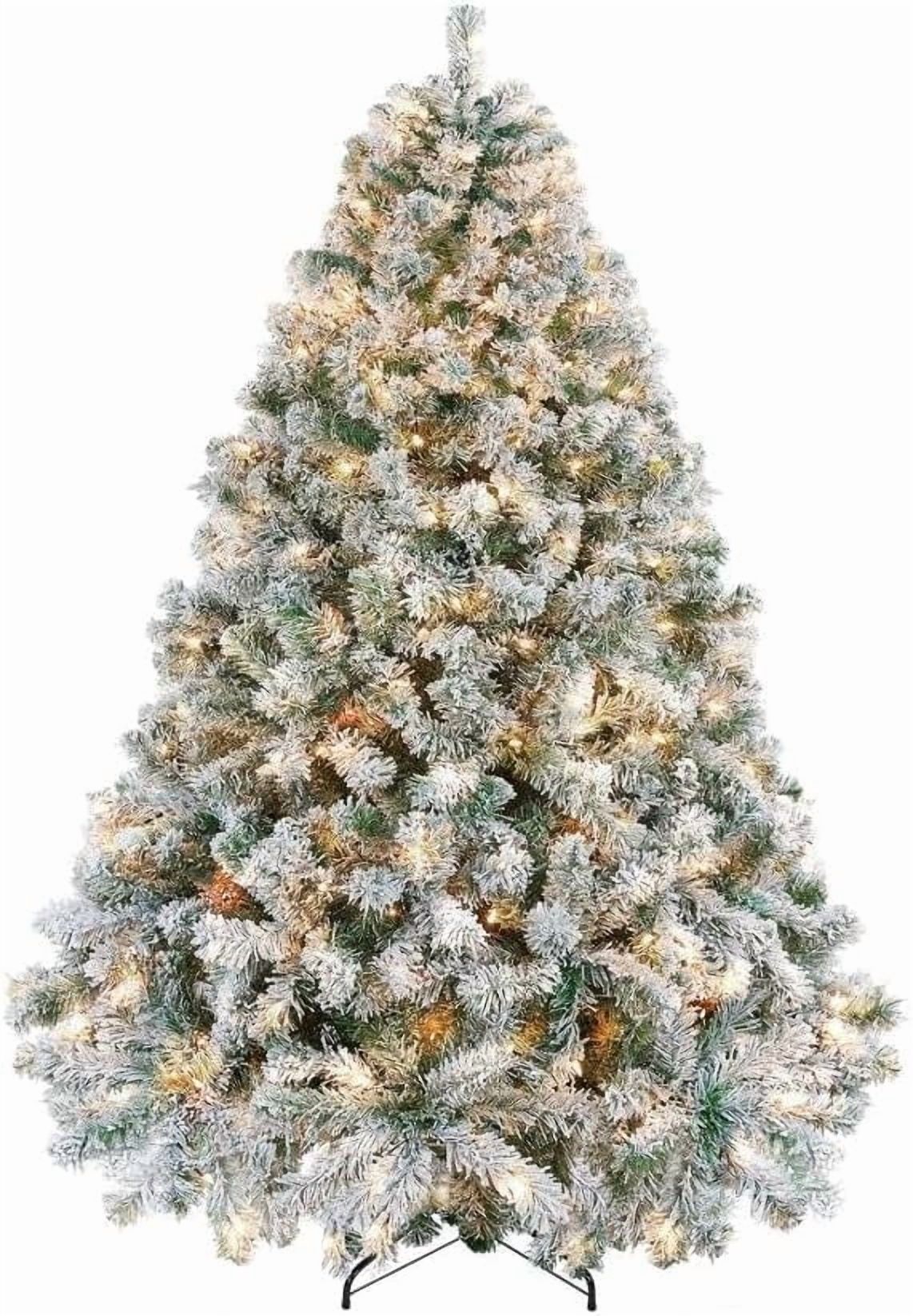 Takywep 4.5FT White Christmas Tree Snow Flocked Full Artificial Pine ...