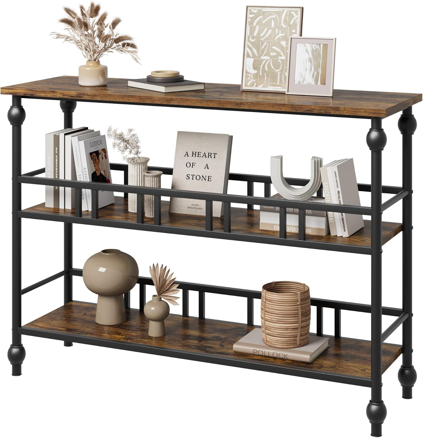 IDEALHOUSE 43" Console Table, 3-Tier Entryway Narrow Side Table with ...