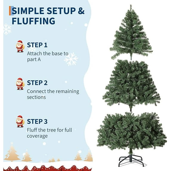 IDEALHOUSE Artificial Spruce Pine Tree, Hinged Branches, Collapsible ...