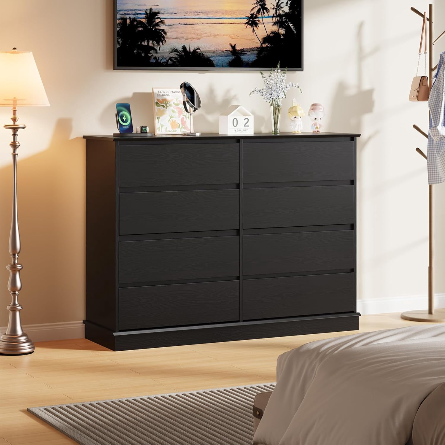 IDEALHOUSE Dressers 8 Drawer Wide Chest for Bedroom, Closet Organizer ...
