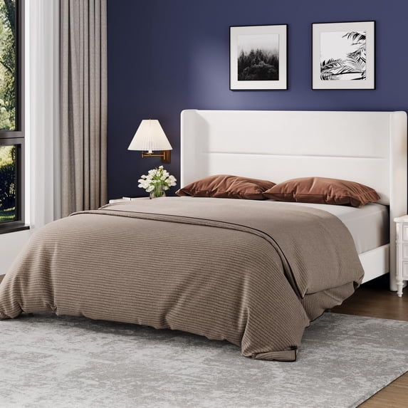 IDEALHOUSE Full Size Bed Frame with Wingback Headboard, Velvet ...