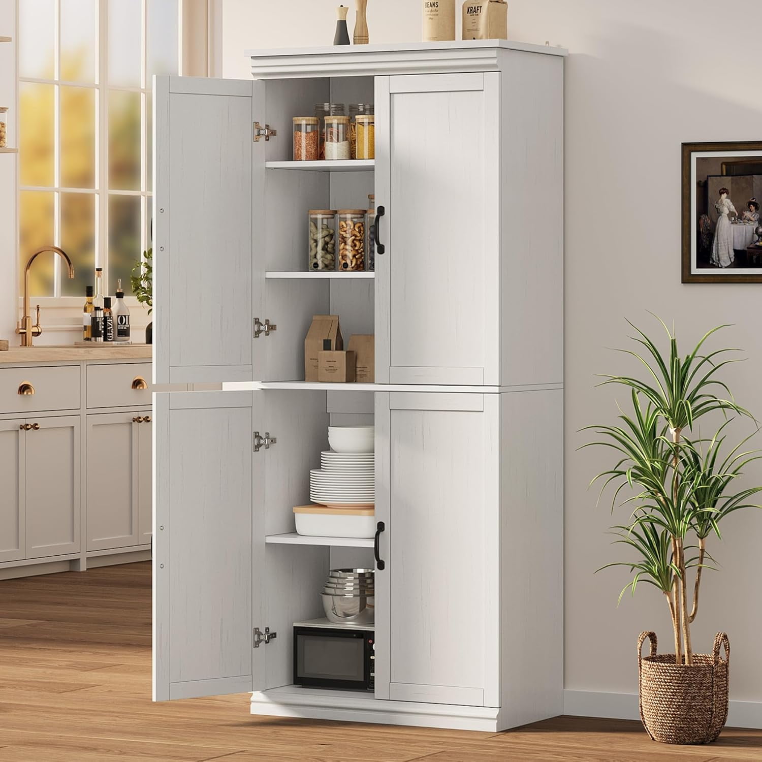 IDEALHOUSE Pantry Cabinet,70" Tall Kitchen Pantry Cabinets with 2 Doors ...