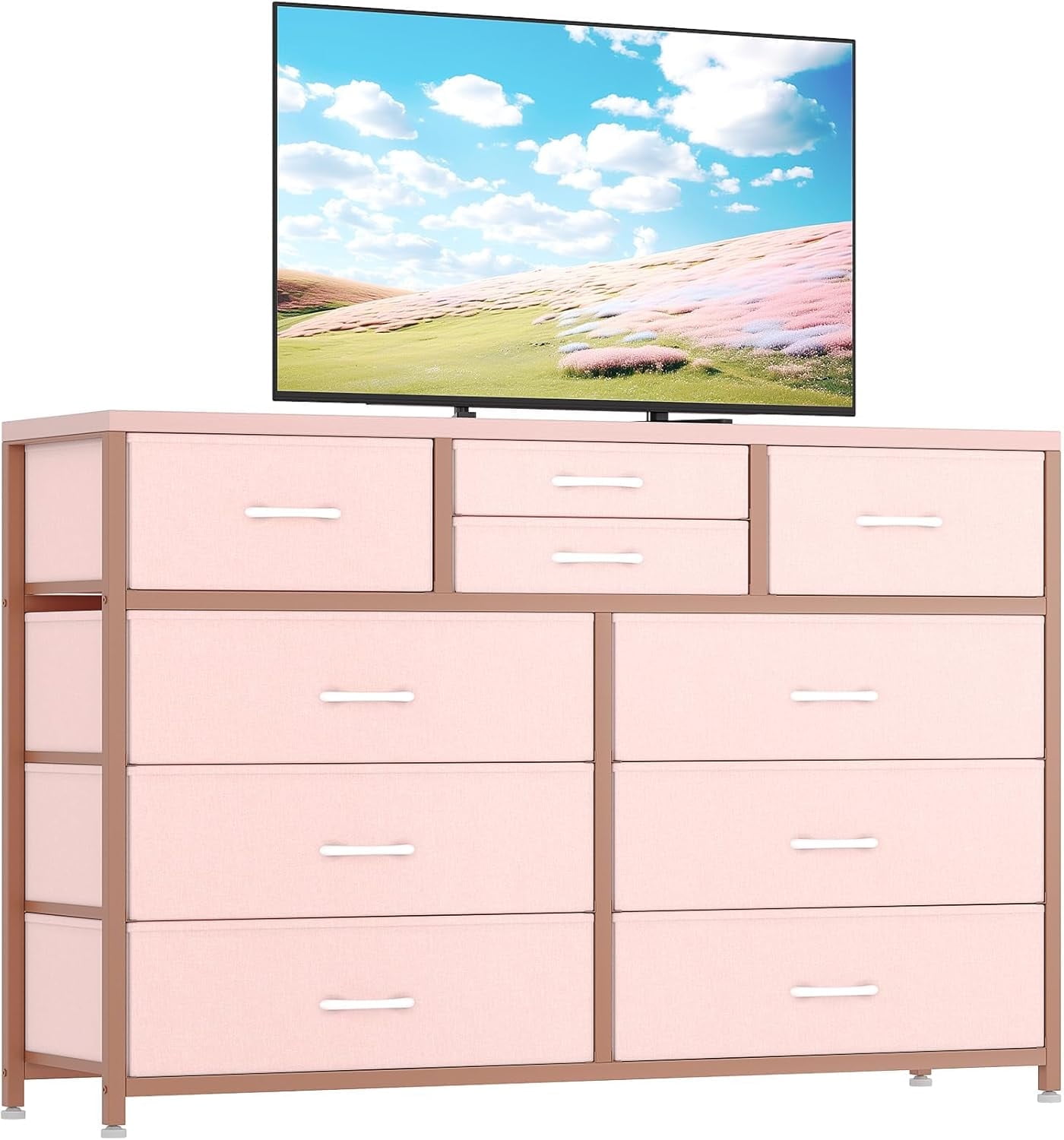 IDEALHOUSE Pink 10 Drawer Dressers, TV Stand Dresser for 55 Inch TV ...