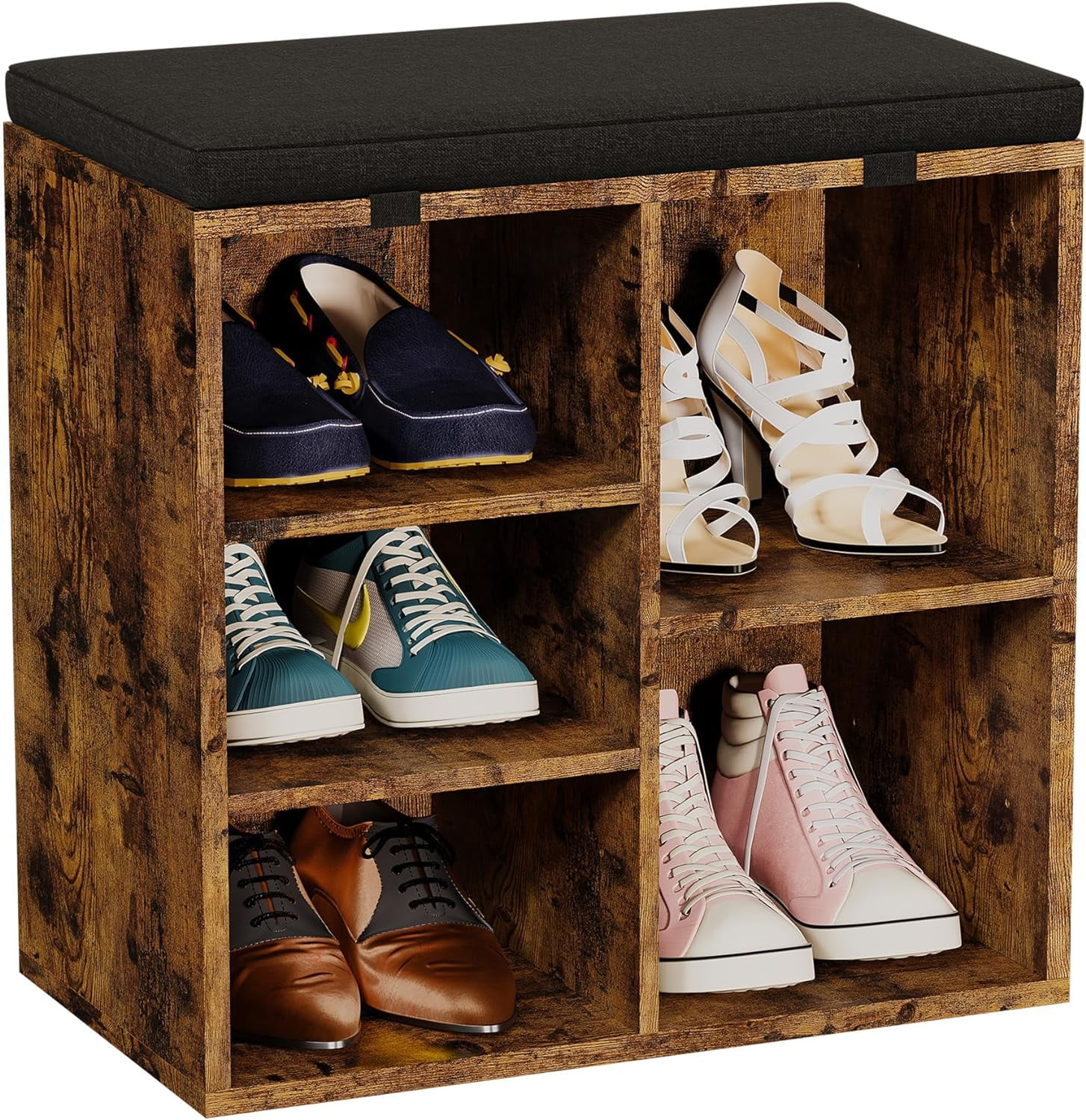 IDEALHOUSE Shoe Bench, Entryway Storage Bench with Cushion, Cubby Shoe ...
