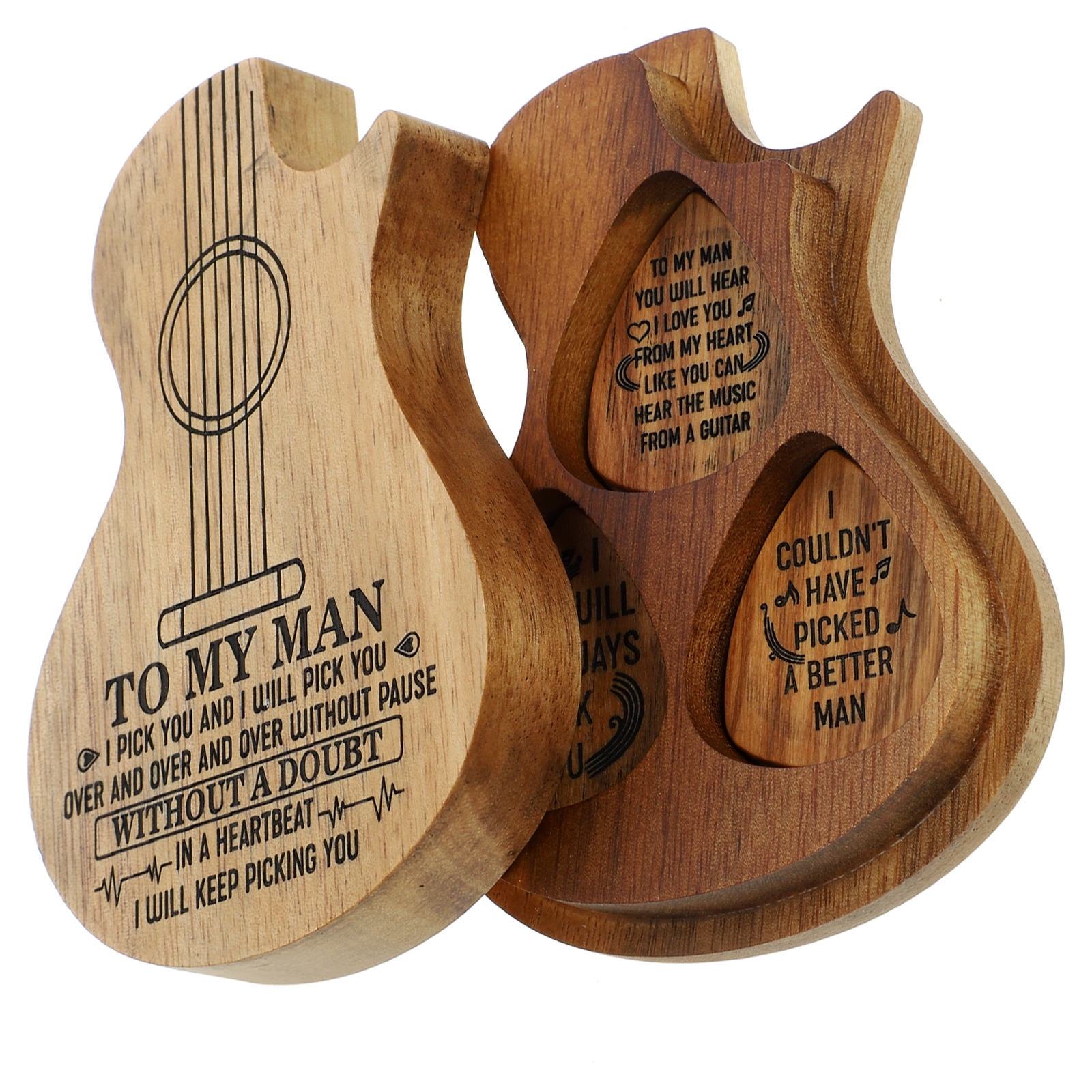 IDEANATEGRATE 1 Set Guitar Natural Wood Guitar Pick Holder For Everyday ...