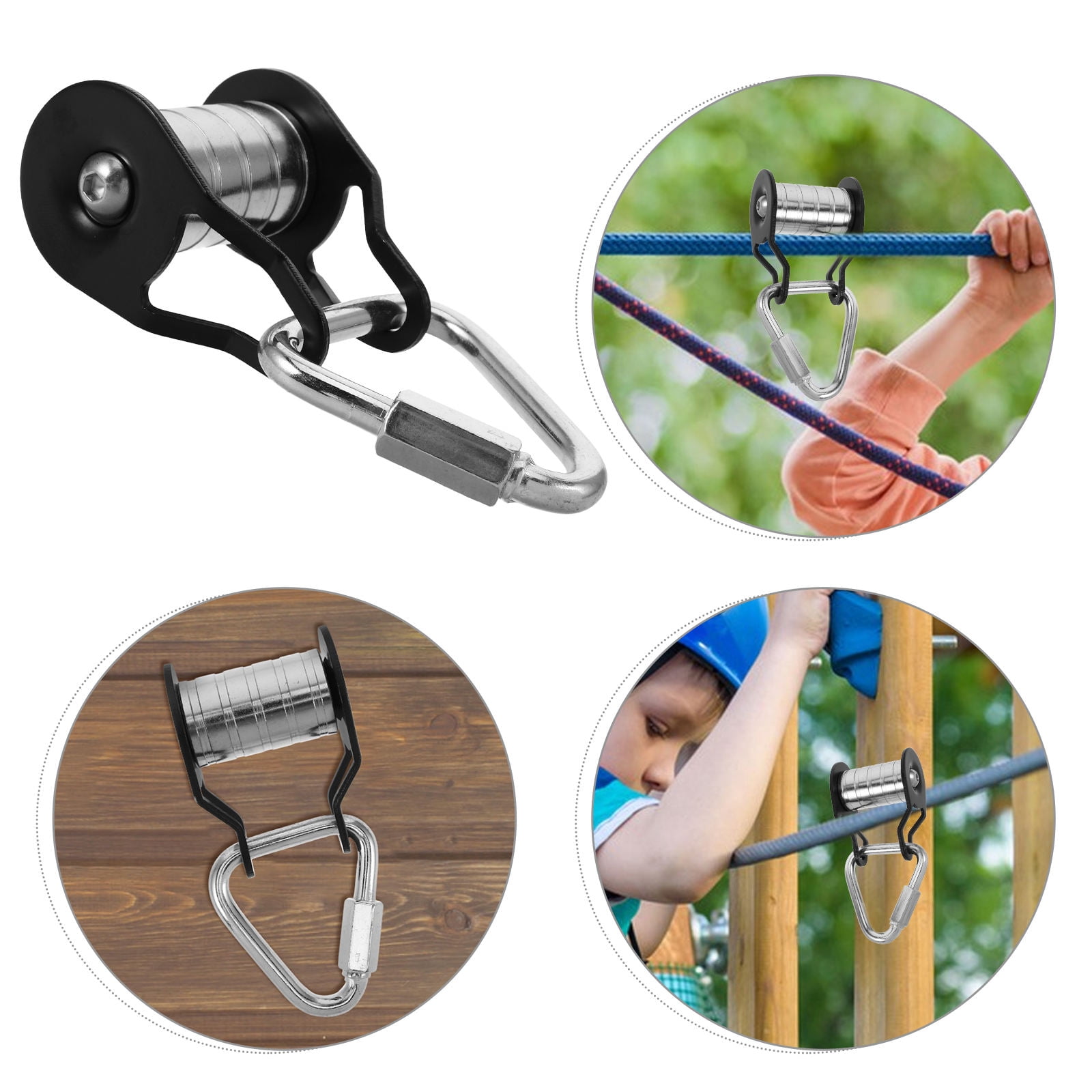 IDEANATEGRATE 1 Set Heavy Duty Iron Zipline Pulley Kit for Backyard ...