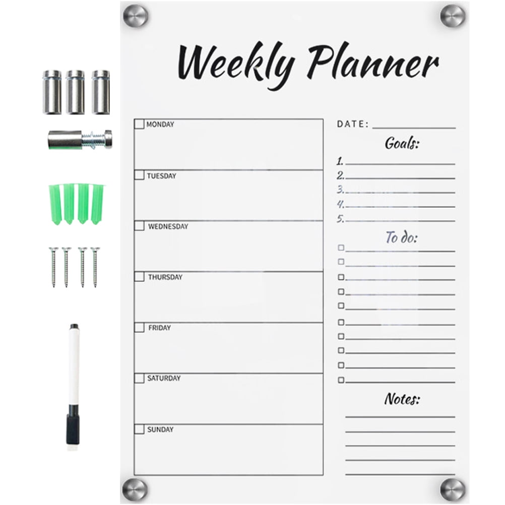 IDEANATEGRATE 1 Set Rectangular Erasable Weekly Plan Memo Board for ...