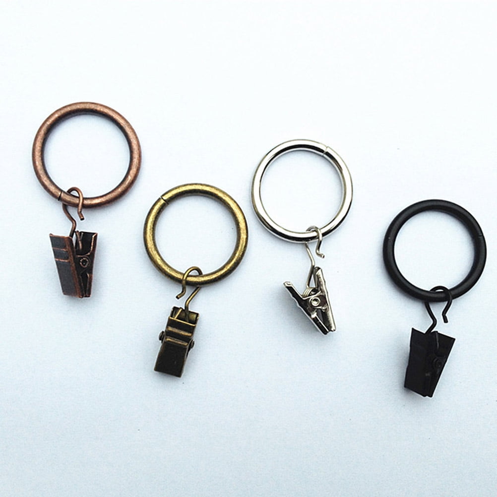 IDEANATEGRATE 100Pcs Metal Cafe Curtain Rings with Clips for Window ...