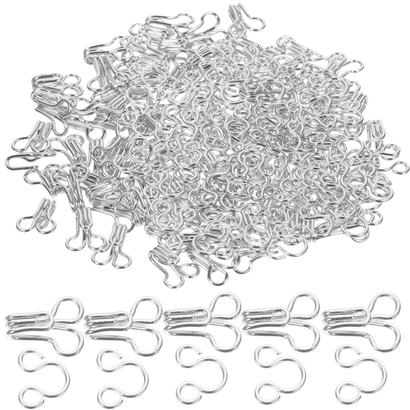 IDEANATEGRATE 100Pcs Silver Brass Eyes Closure Hooks for Clothing and ...
