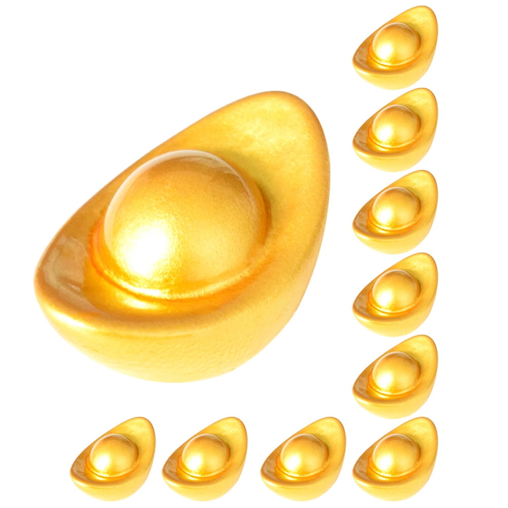 IDEANATEGRATE 10Pcs Golden Ingot Model For Home Accessories Wealth ...