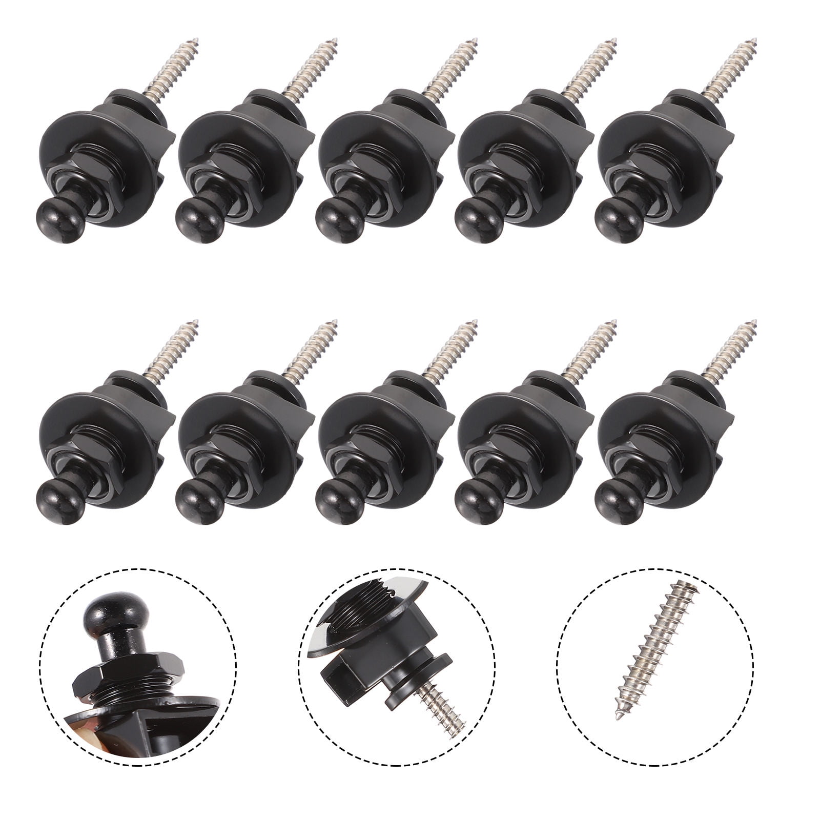 IDEANATEGRATE 10Pcs Guitar Strap Button Lock Square Gloss Finish for ...