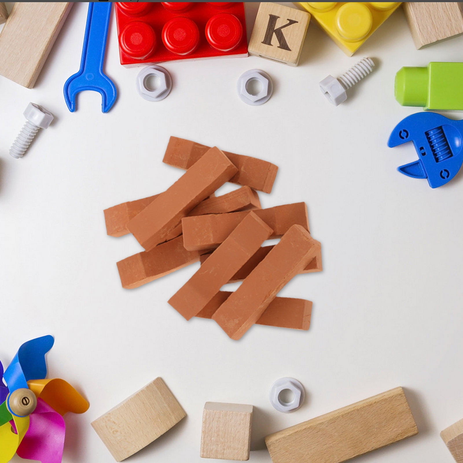 IDEANATEGRATE 10Pcs Miniature Brick Models Dark Red Arch Shape Diy ...