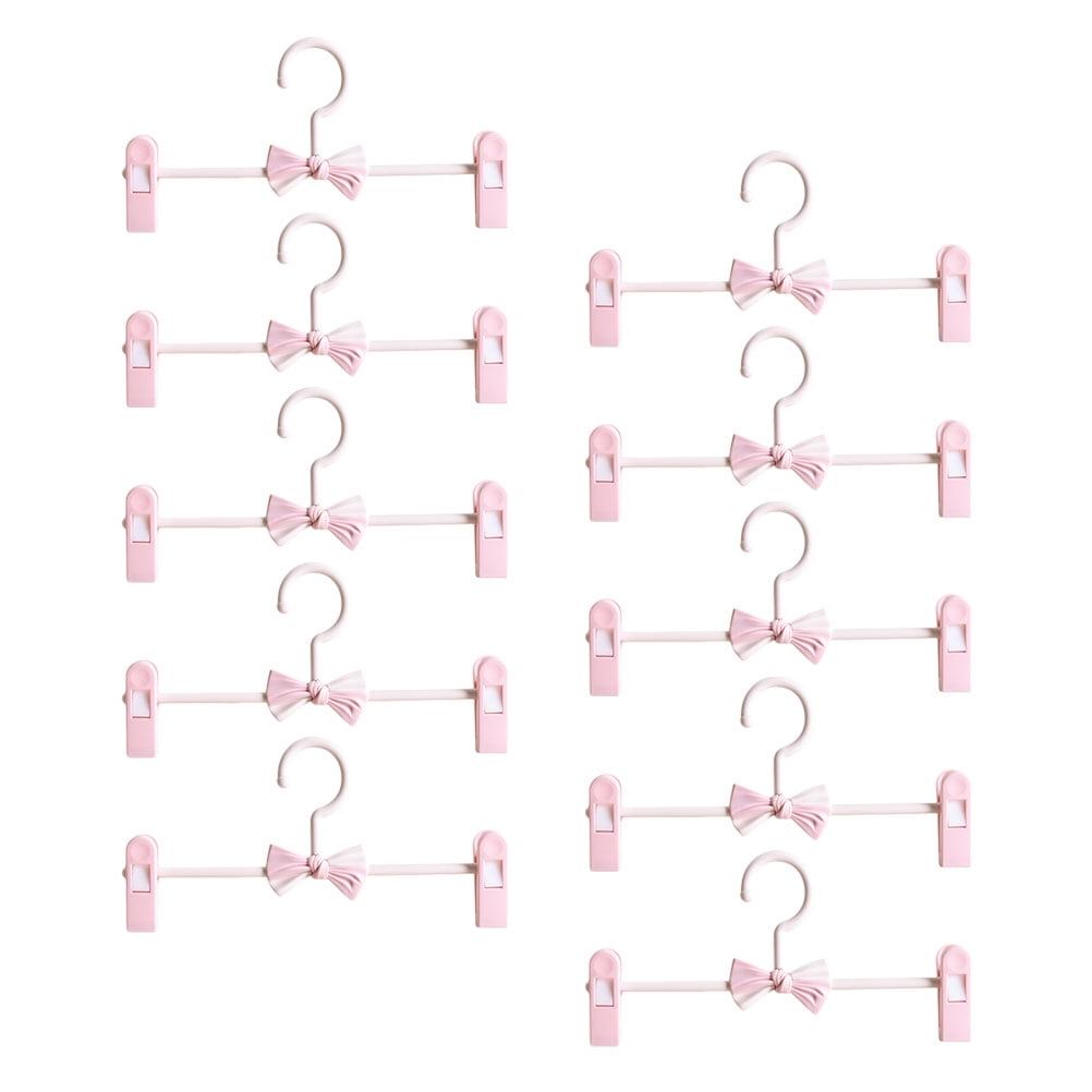 IDEANATEGRATE 10Pcs Pink Hangers for Pants and Skirts with Plastic ...