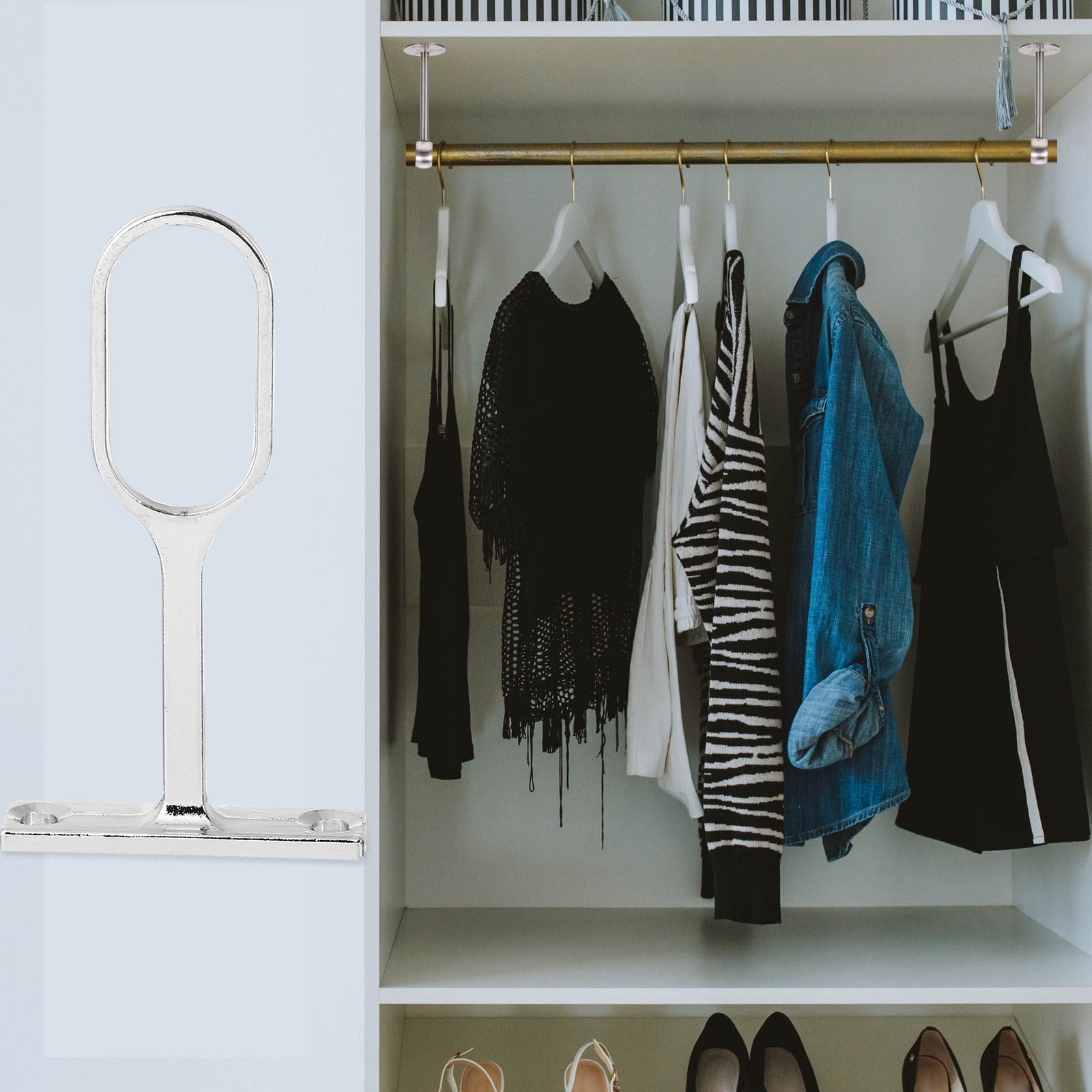 IDEANATEGRATE 10Pcs Wardrobe Rail Bracket Heavy Duty Zinc Alloy T Shape ...