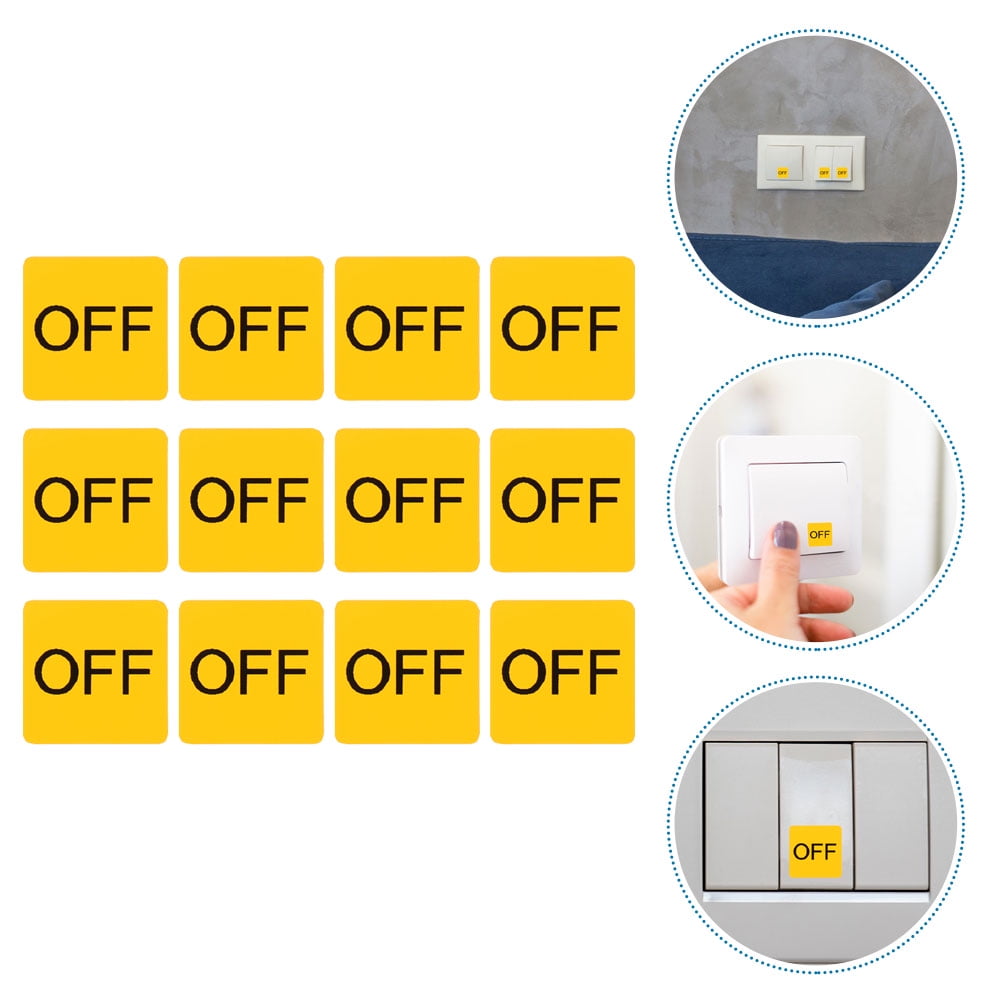 IDEANATEGRATE 12Set Switch Stickers Yellow Black Square PVC Adhesive ...