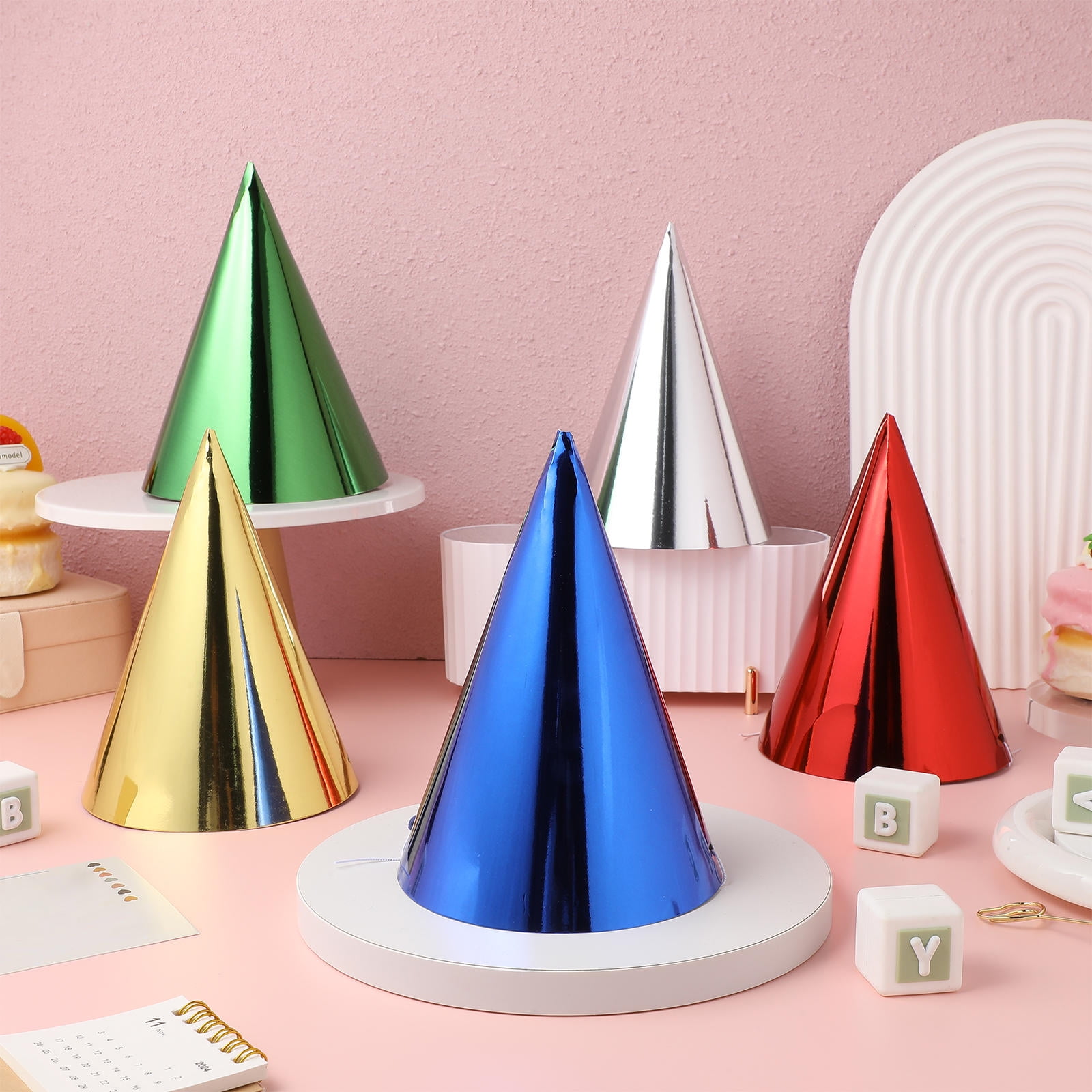 IDEANATEGRATE 15Pack Hat for Birthday Gold Silver Green Blue Red Paper ...