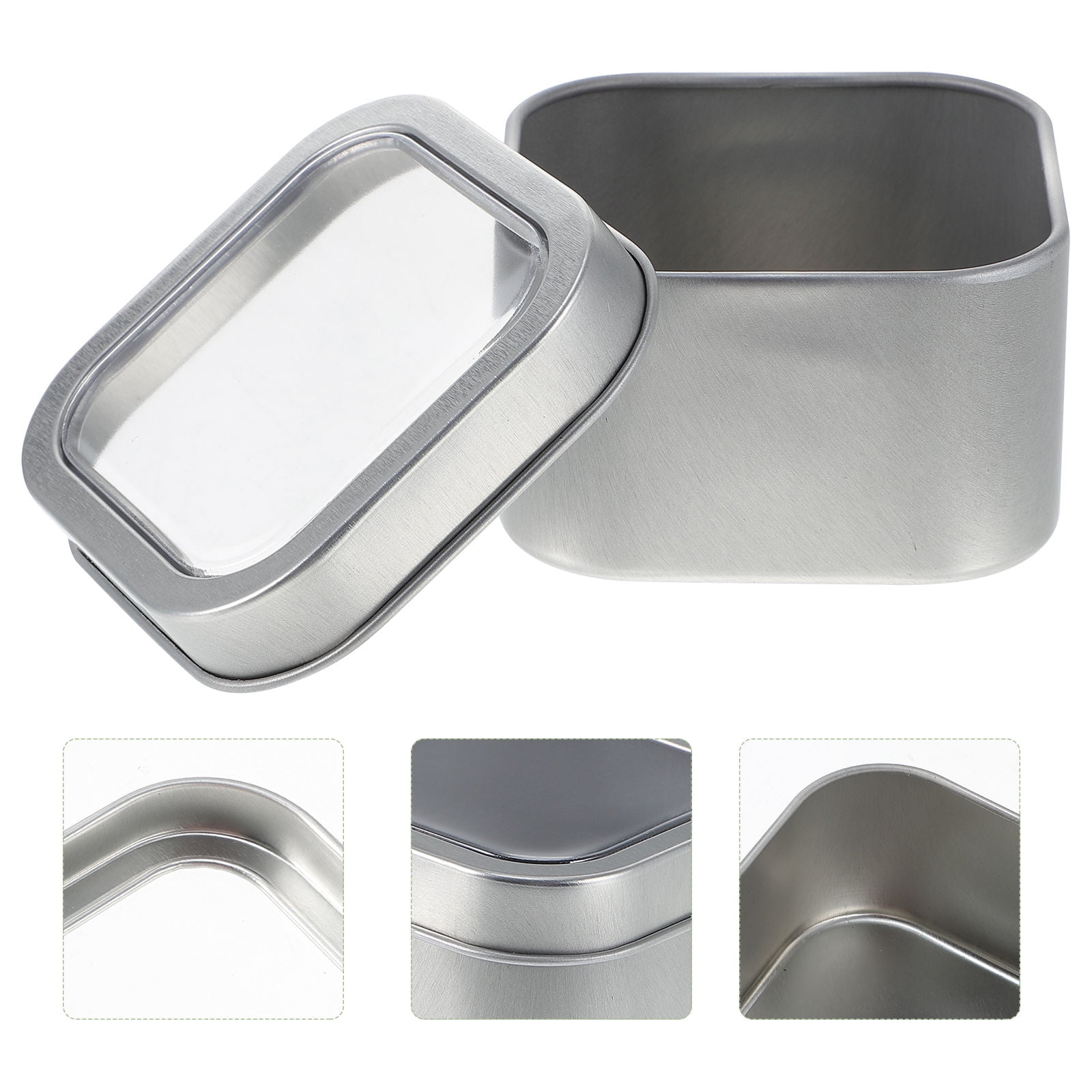IDEANATEGRATE 15Pcs Mini Tins with Lids Silver Color Square Shape for ...