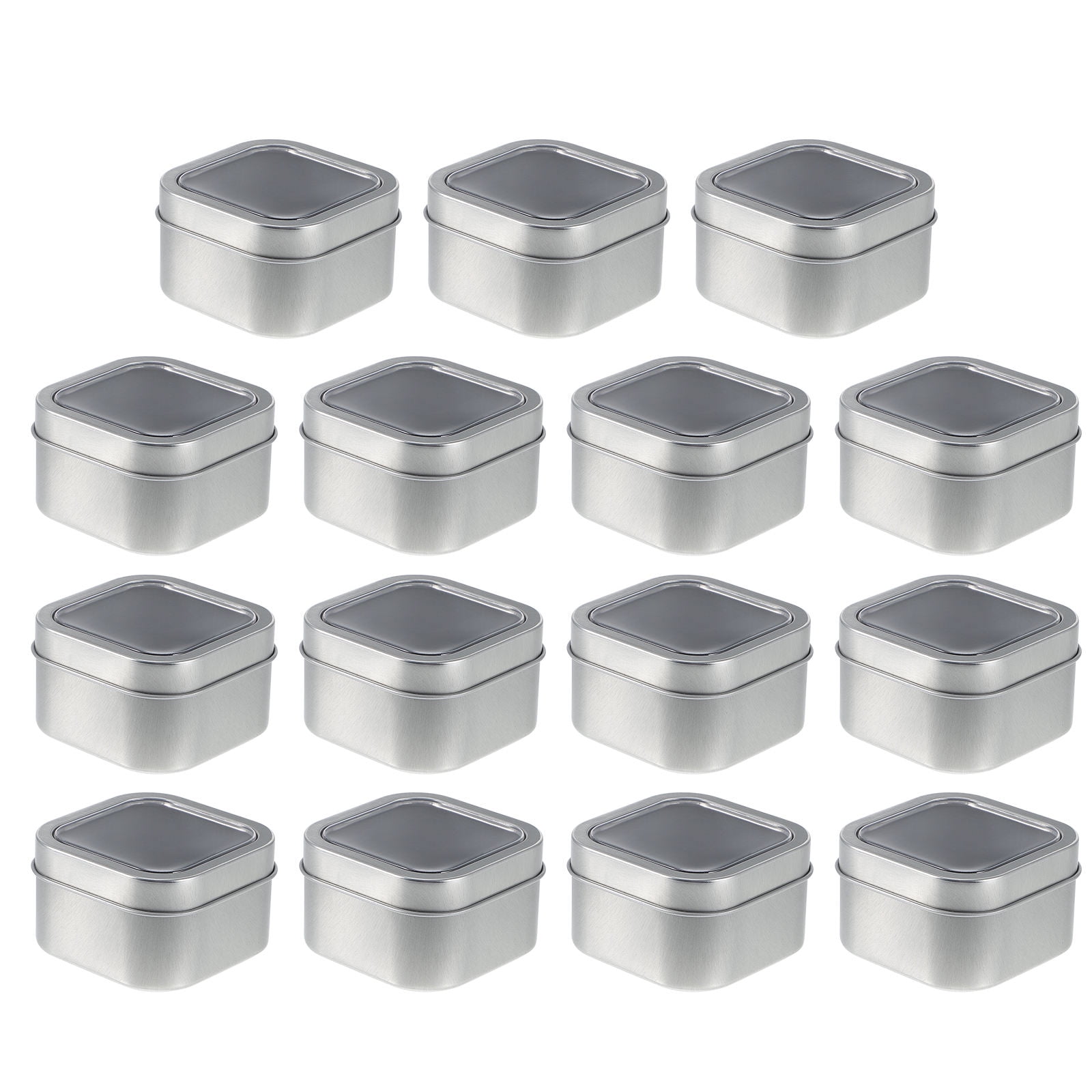 IDEANATEGRATE 15Pcs Storage Tin Container Silver Square Metal Tins with ...