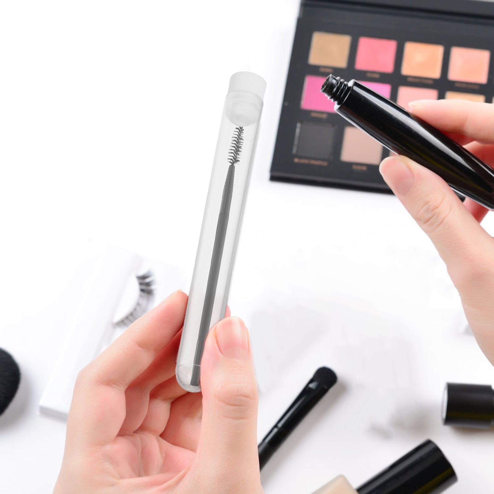 IDEANATEGRATE 15Pcs Test Tubes Plastic Eyelash Brush Storage Case For ...