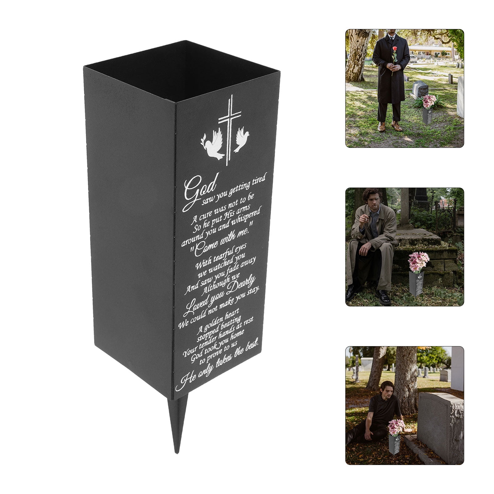 IDEANATEGRATE 16Pcs Conical Iron Grave Vase for Ground Inserting and ...