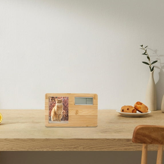 IDEANATEGRATE 1Pack Portable Clock Beige Rectangular Wood with Time ...