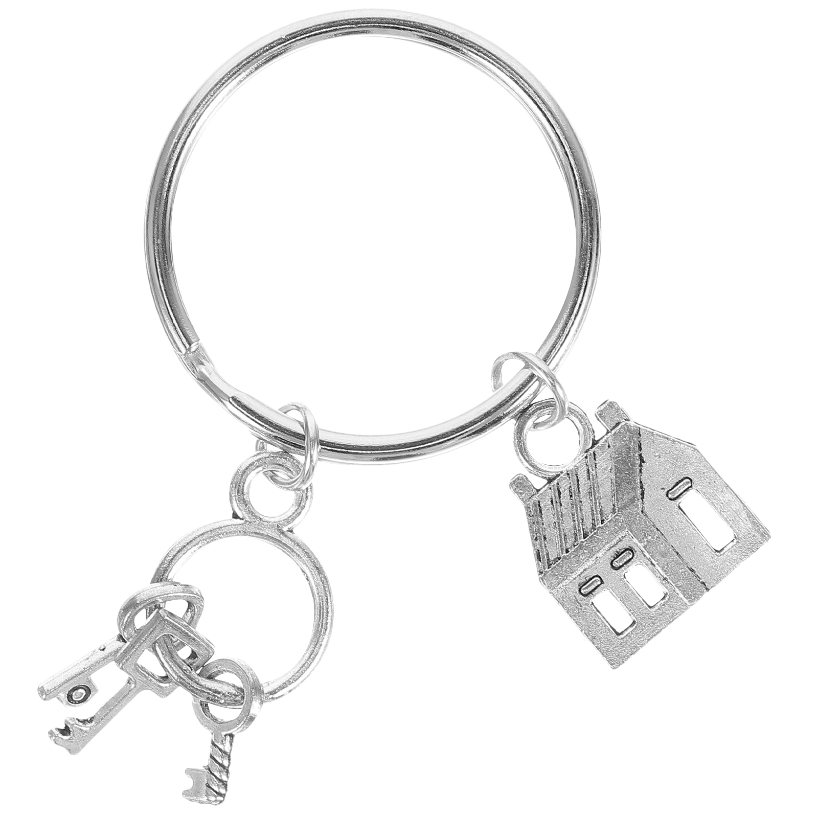 IDEANATEGRATE 1Pack Small House Shaped Keychain Pendant Metal Modern ...