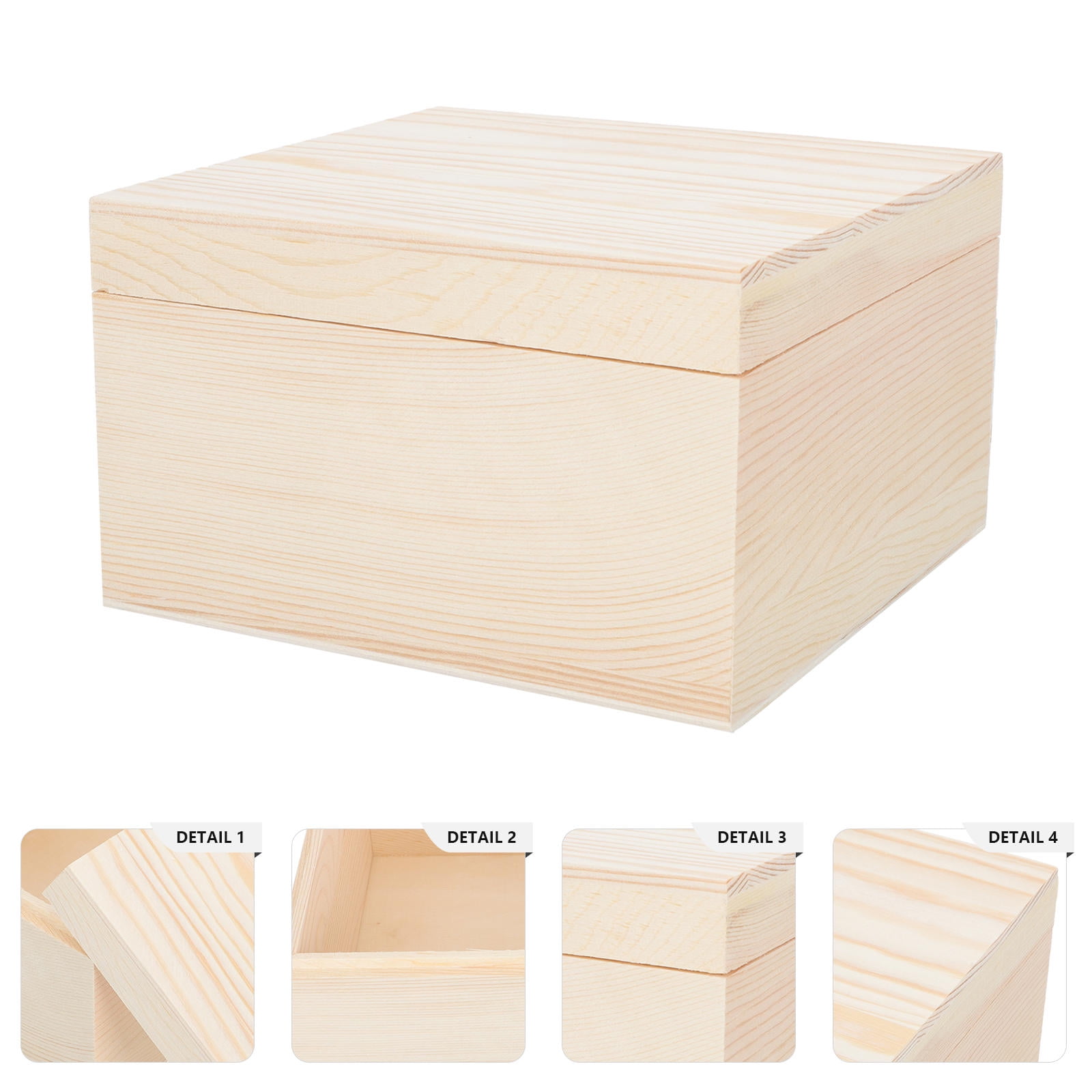 IDEANATEGRATE 1Pack Storage Container Wood Container Box Beige Square 5 ...