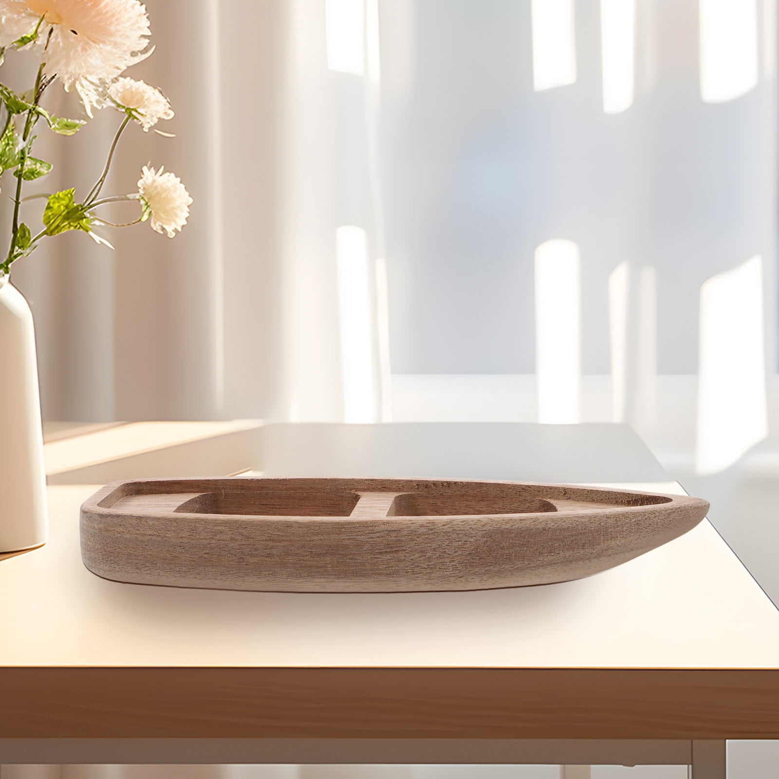 IDEANATEGRATE 1Pack Wooden Ship Model Mini Table Ornament Khaki 6.7X2 ...